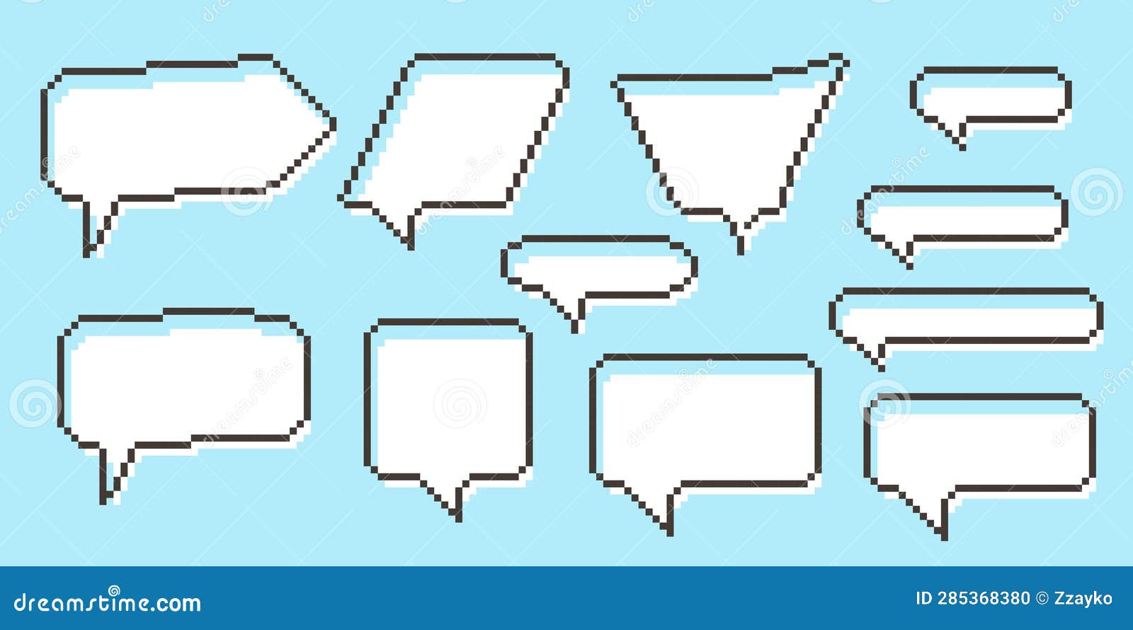 Pixel Speech Bubble Collection Chart Dialogue Boxes. Retro Game 8 Bit ...