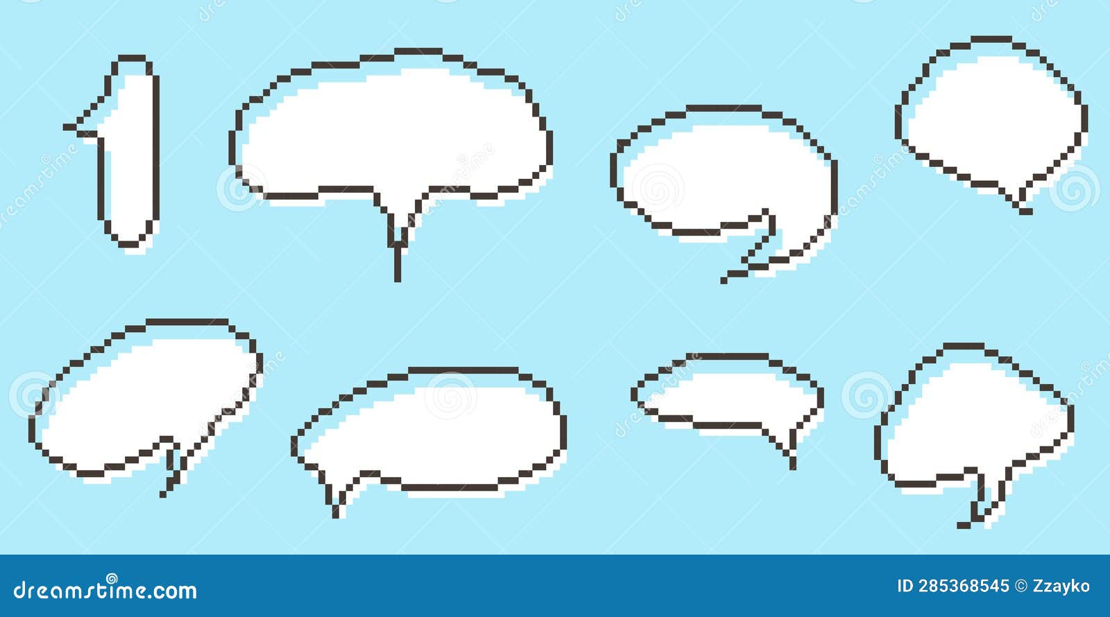 Pixel Speech Bubble Collection Chart Dialogue Boxes. Retro Game 8 Bit ...