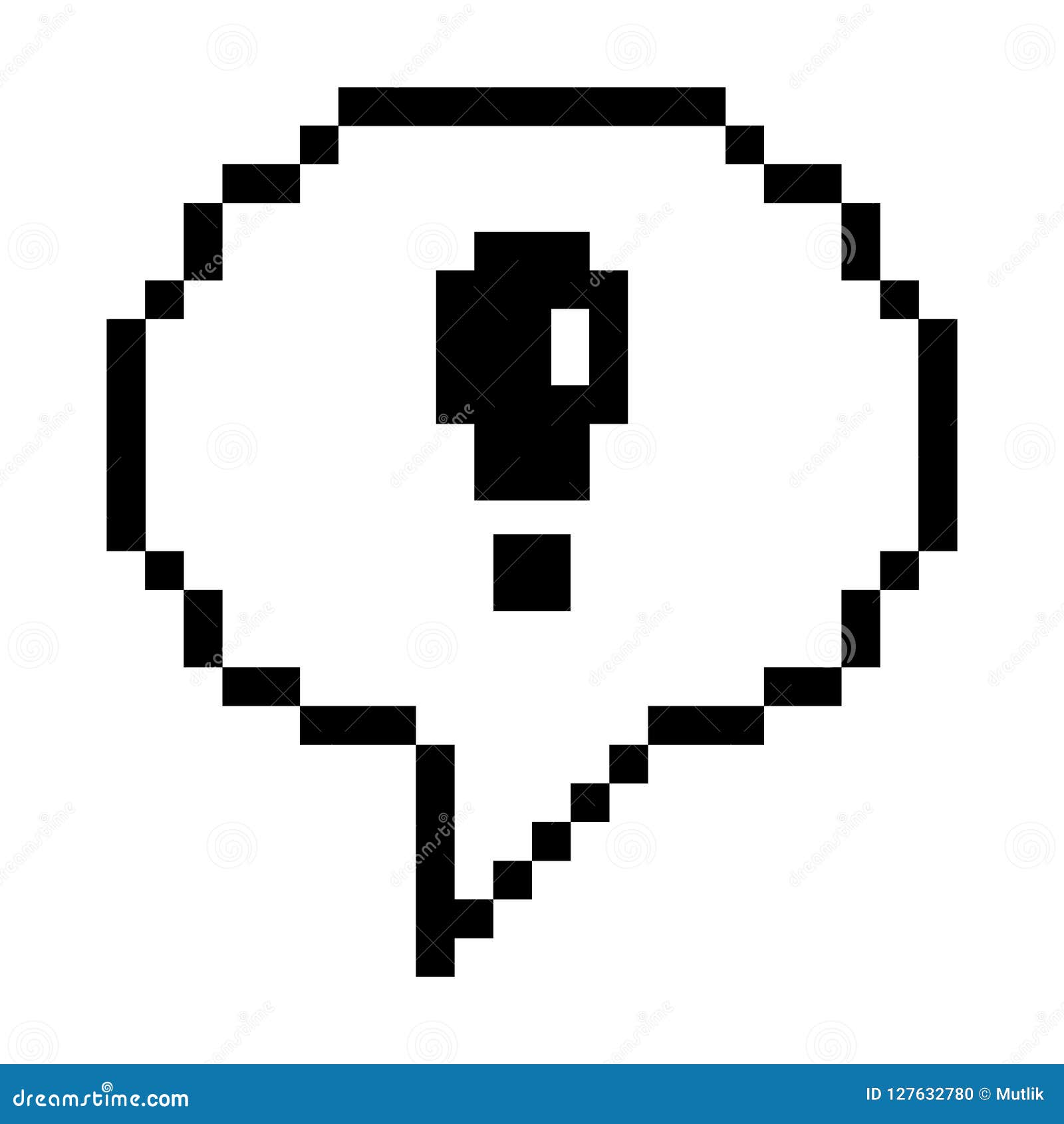 Pixel Speech Bubble with Exclamation Mark. Stock Vector - Illustration ...