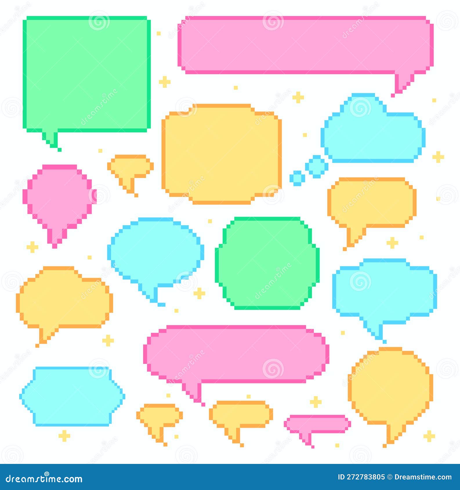 Pixel Speech Bubbles Collection of Various Form and Shape Stock Vector ...