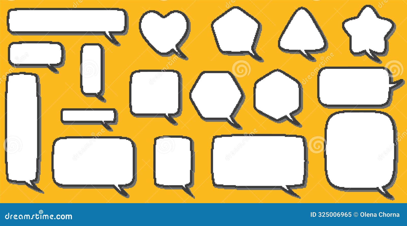 Pixel Speech Bubbles for Game Design and Chart. Retro Chat Box for ...