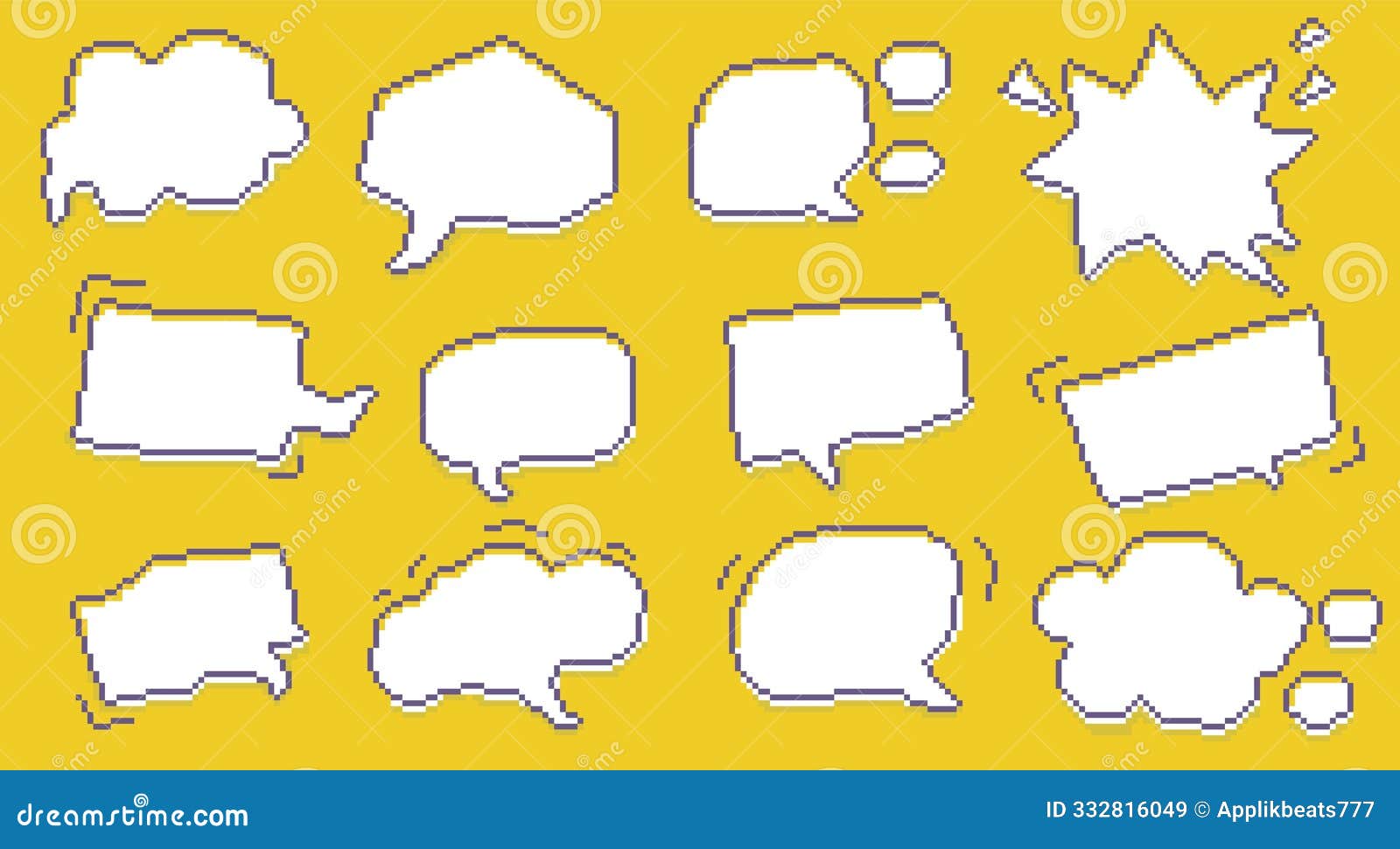 Pixel Speech Bubbles. Retro Comic Chat Messages Speech Bubble Frame ...
