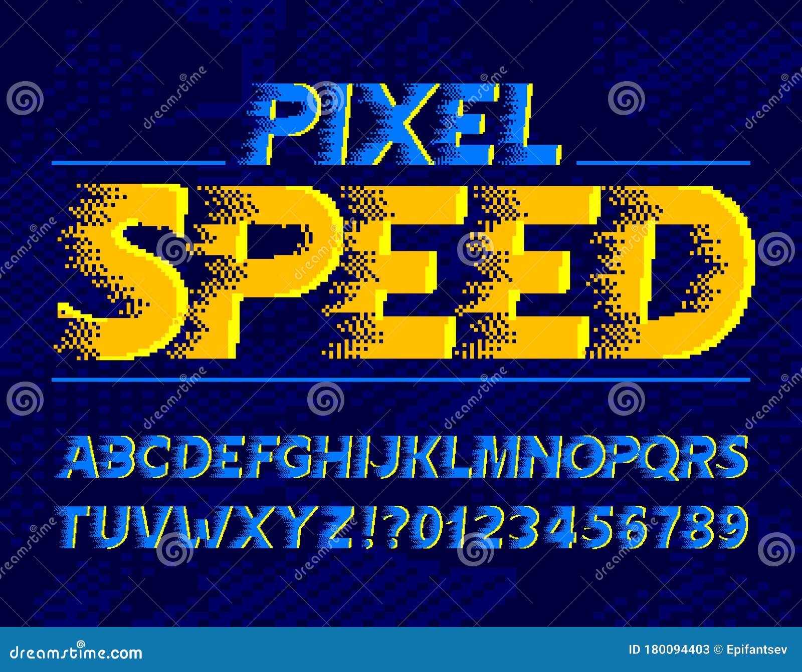 Pixel Speed Alphabet Font. Wind Effect Digital Letters and Numbers ...