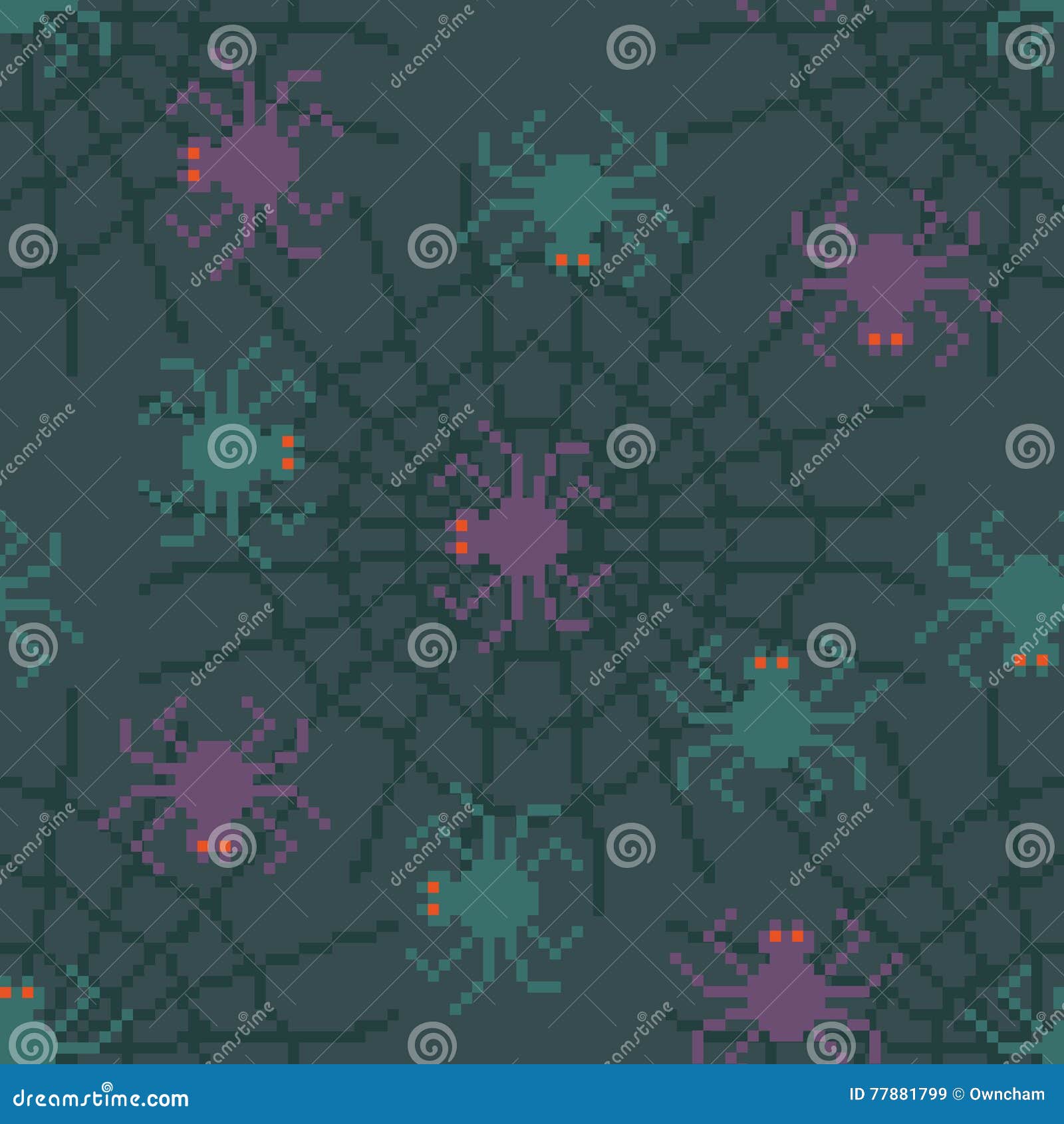 Pixel Spider Pattern stock vector. Illustration of retro - 77881799