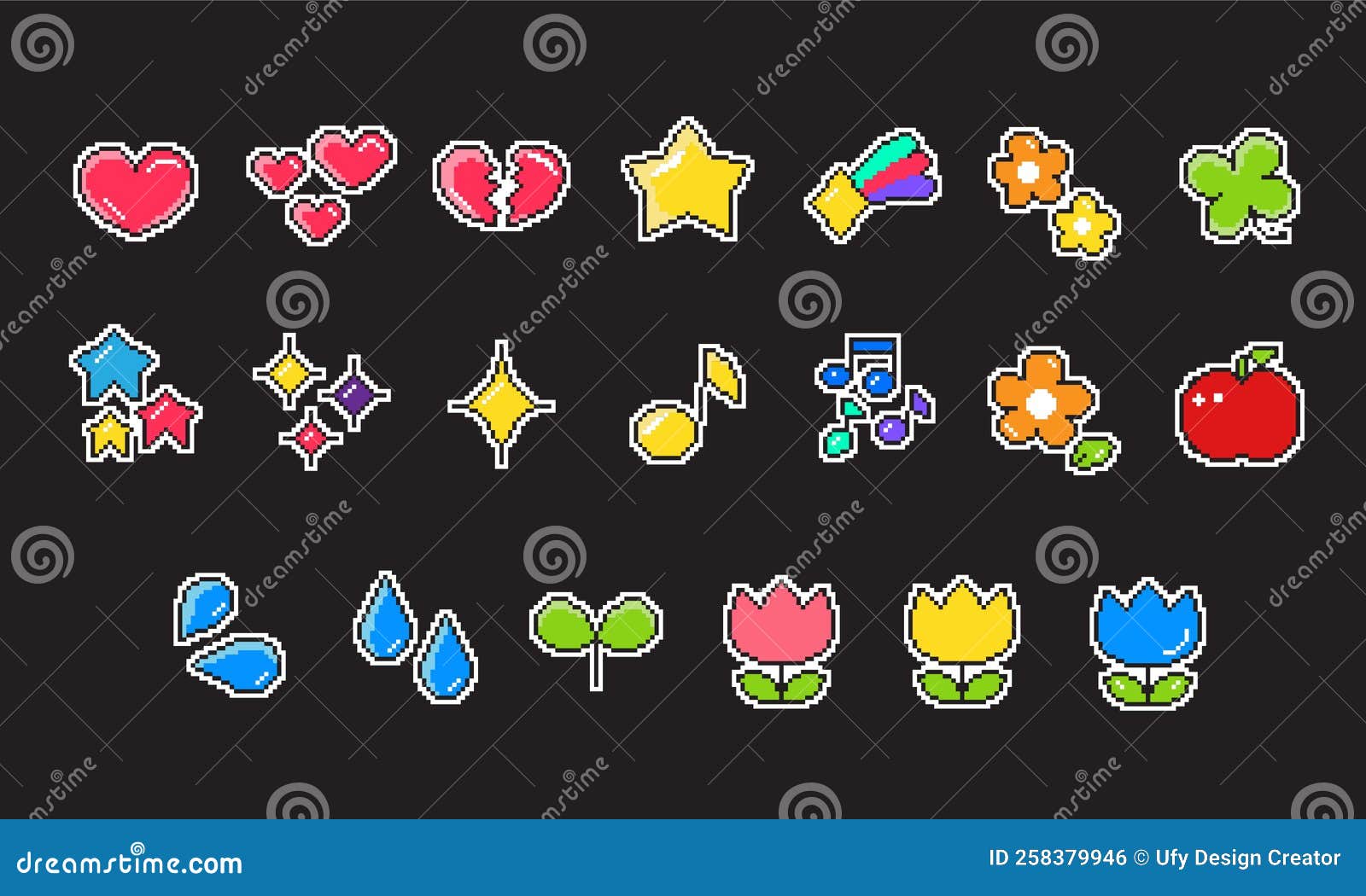 Pixel Stickers Illustration Part 01 Stock Vector - Illustration of ...