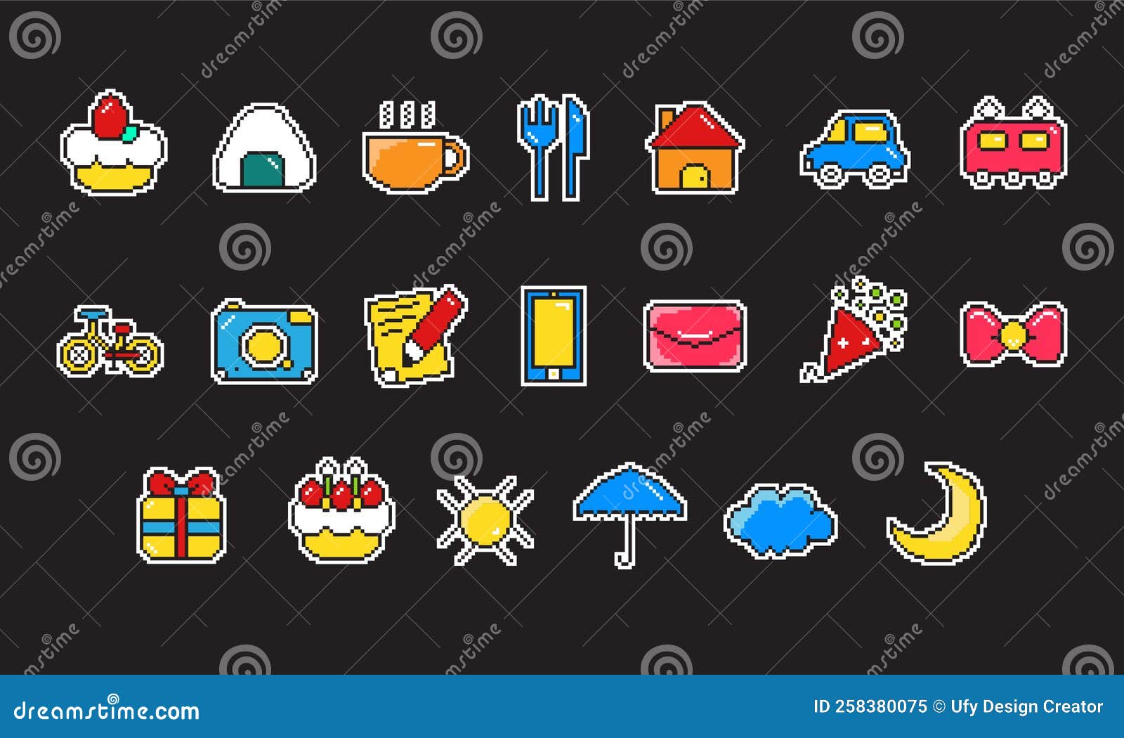 Pixel Stickers Illustration Part 02 Stock Vector - Illustration of ...