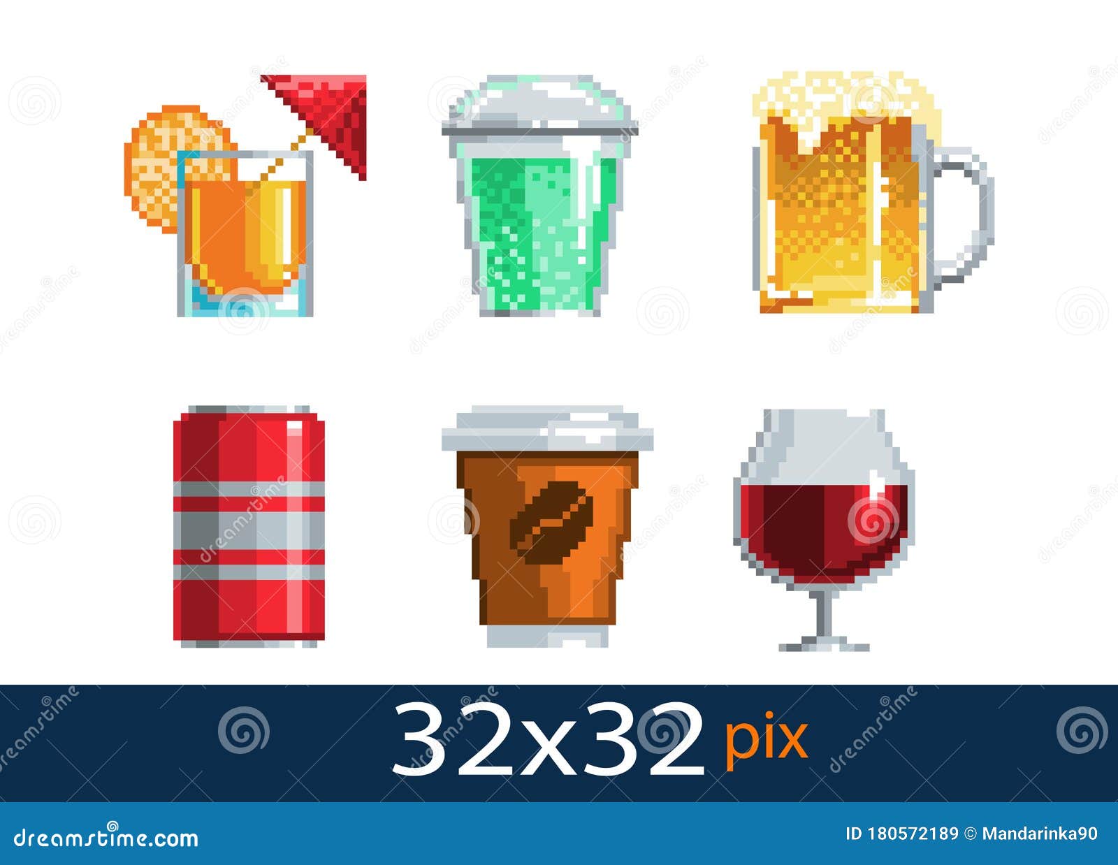Pixel Style Drinks Icon. Vector Illustration Stock Vector ...