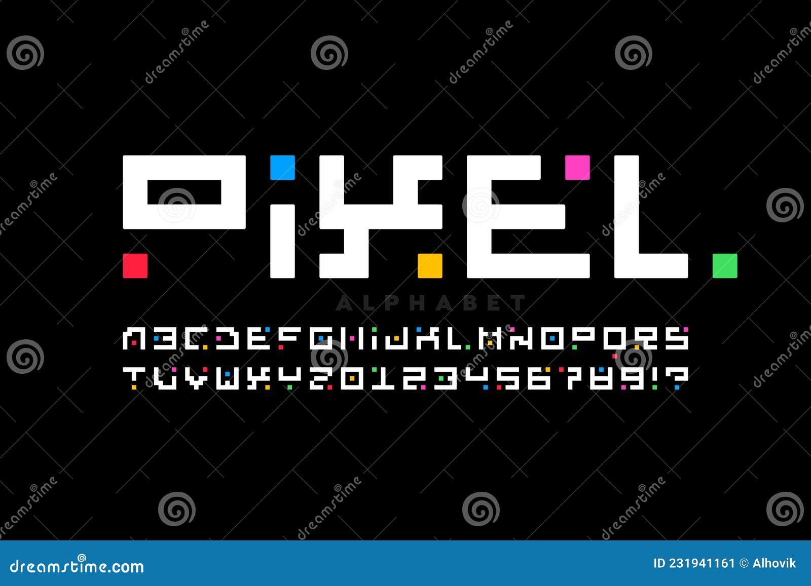 Pixel Art Style Golden Alphabet And Numbers Vector Font Set ...