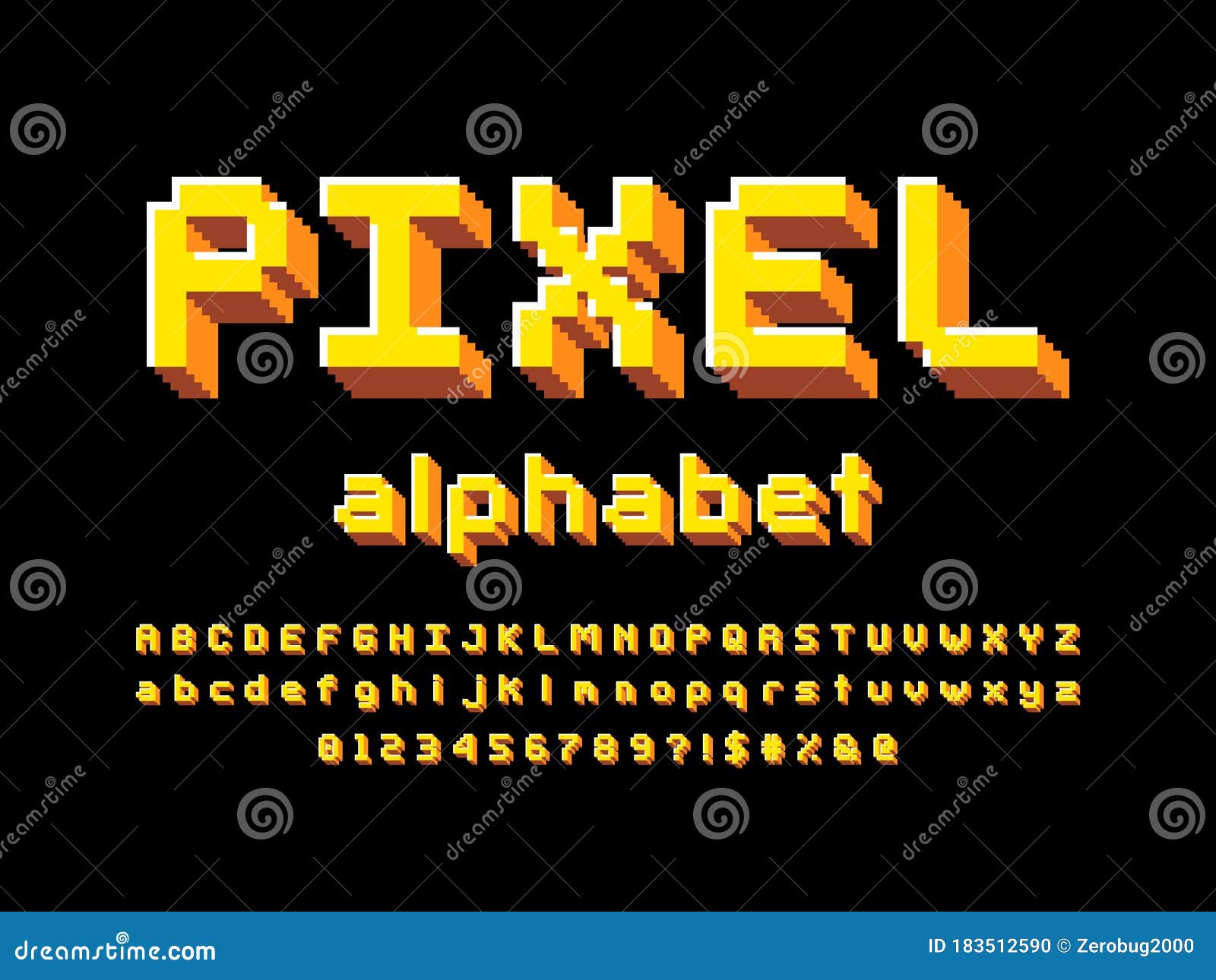 Pixel font stock vector. Illustration of color, typography - 183512590