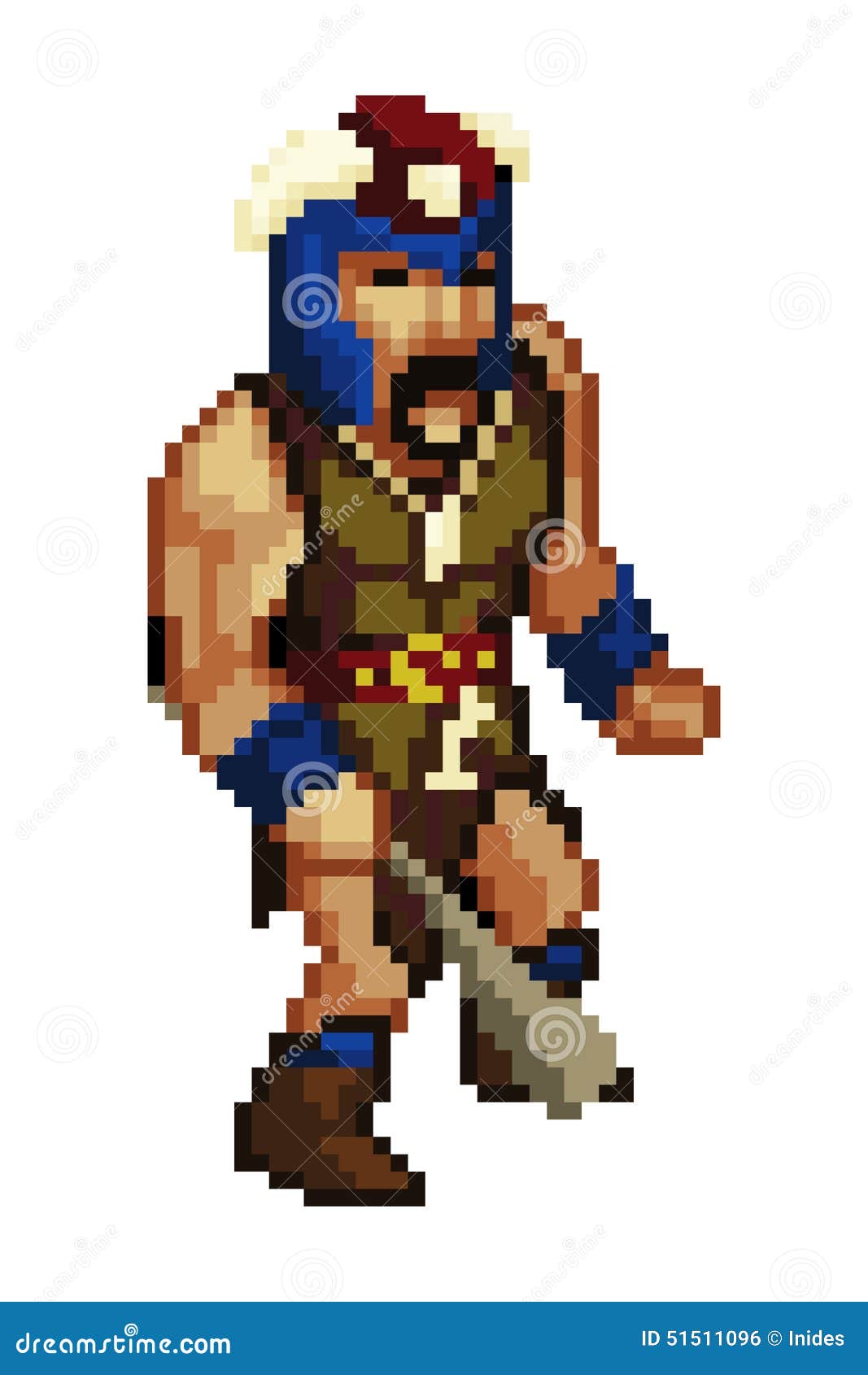 Pixel Art Style, Character In Game Arcade Play Vector. Man With Sharp ...