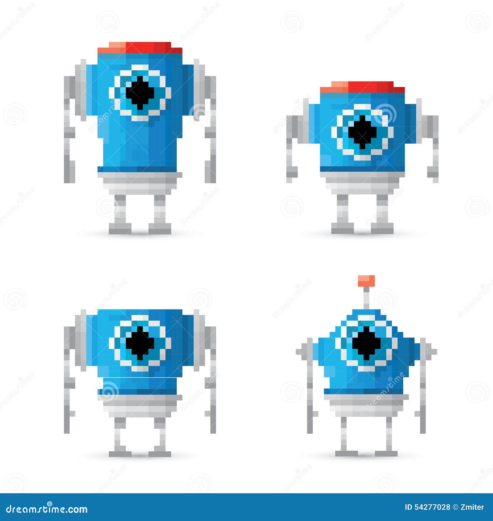 Pixel style robot set stock vector. Illustration of design - 54277028