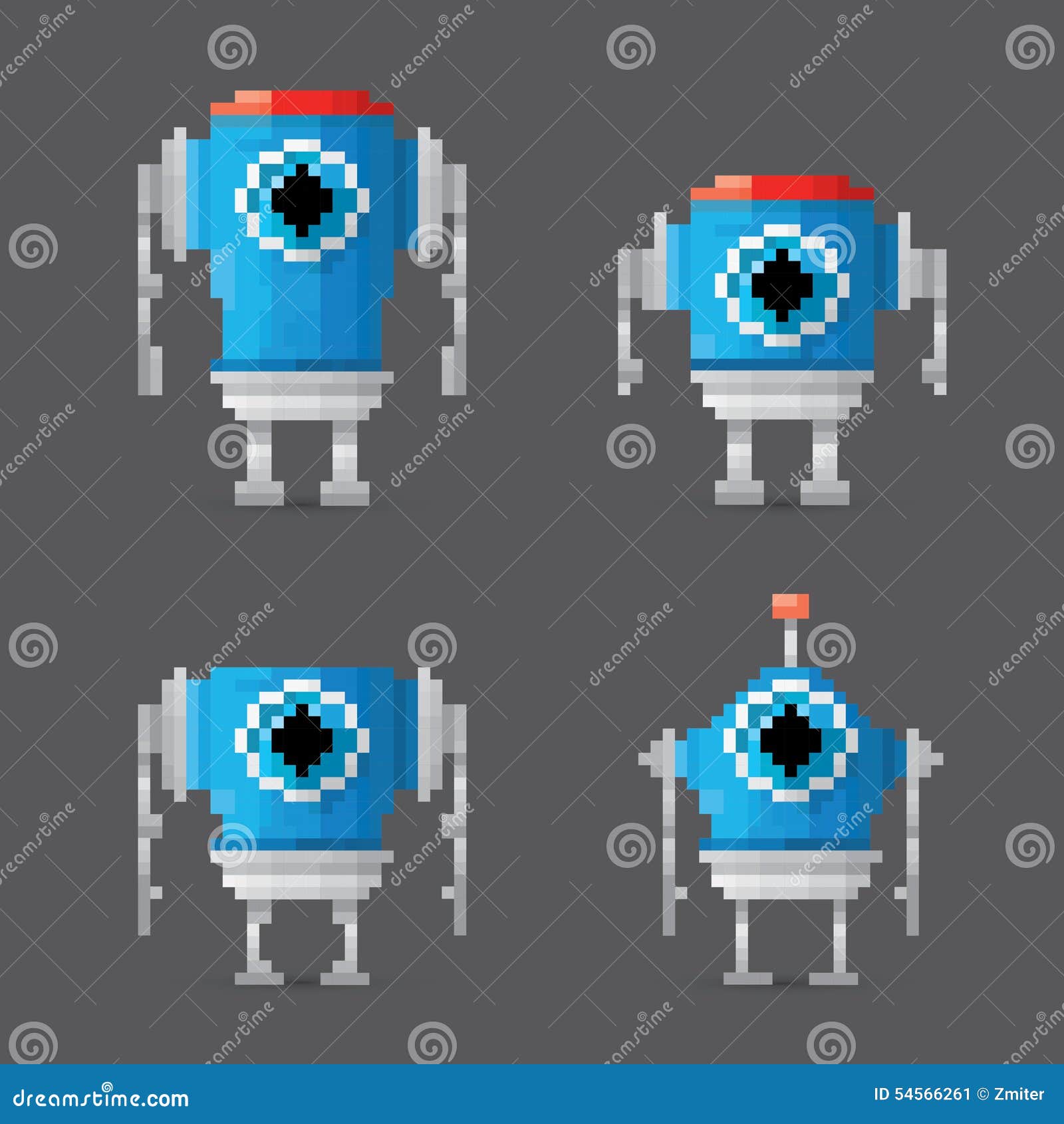 Pixel Art Robot Vector Illustration | CartoonDealer.com #111728658