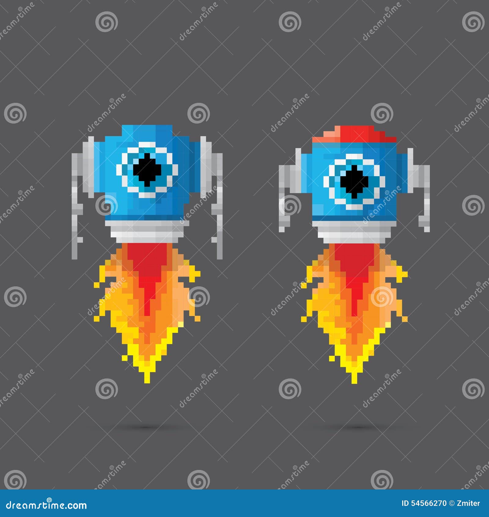 Pixel style robot set stock vector. Illustration of cheerful - 54566270