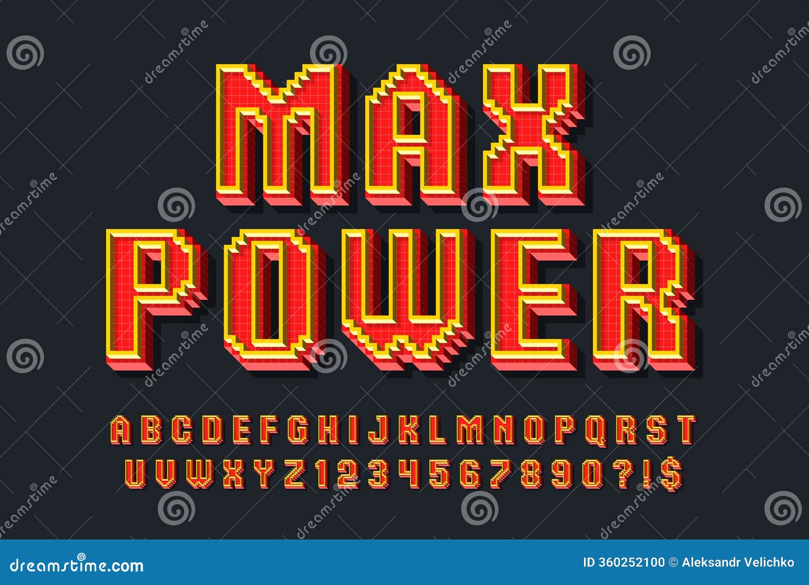 Pixel Stylized Vector Alphabet Design. High Contrast and Sharp, Retro ...