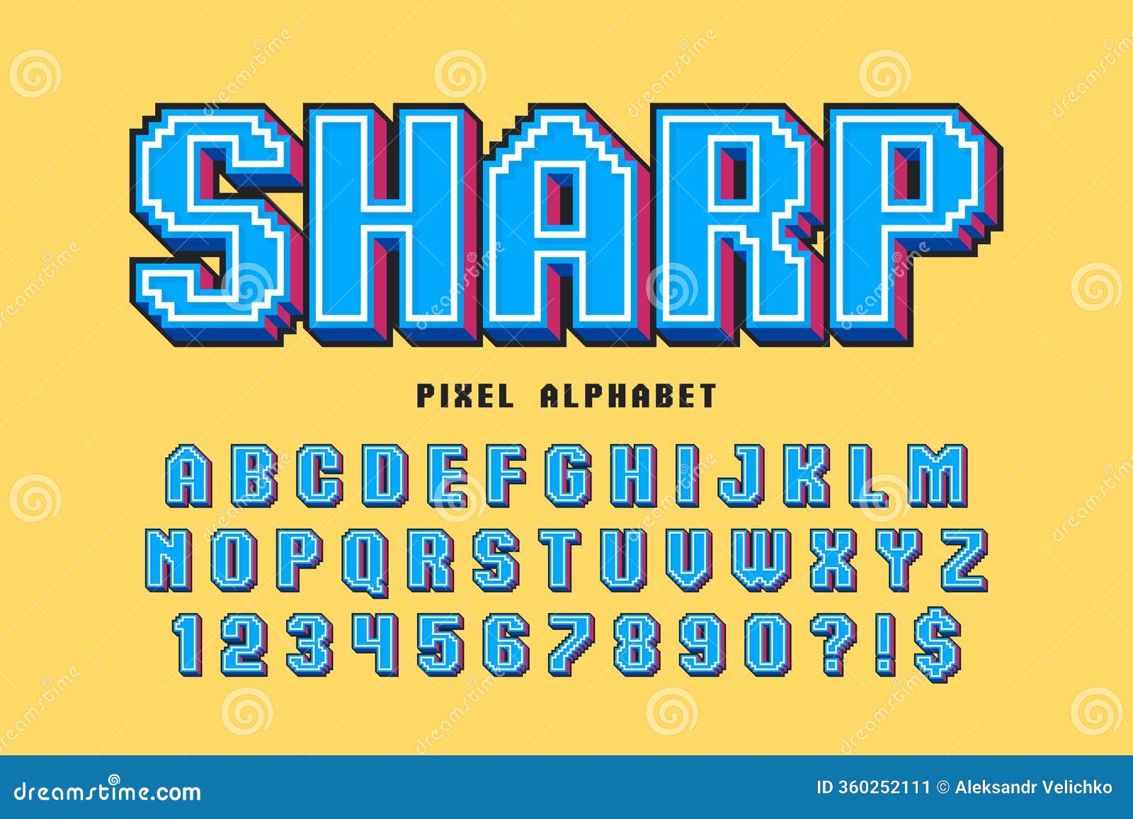 Pixel Stylized Vector Alphabet Design. High Contrast and Sharp, Retro ...