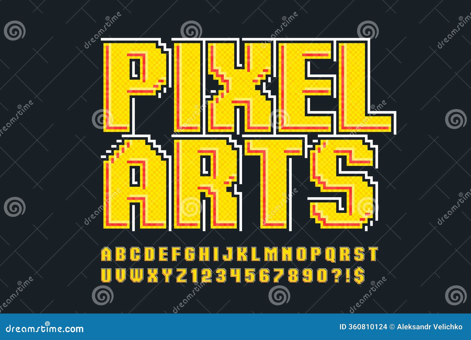 Pixel Stylized Vector Alphabet Design. High Contrast and Sharp, Retro ...