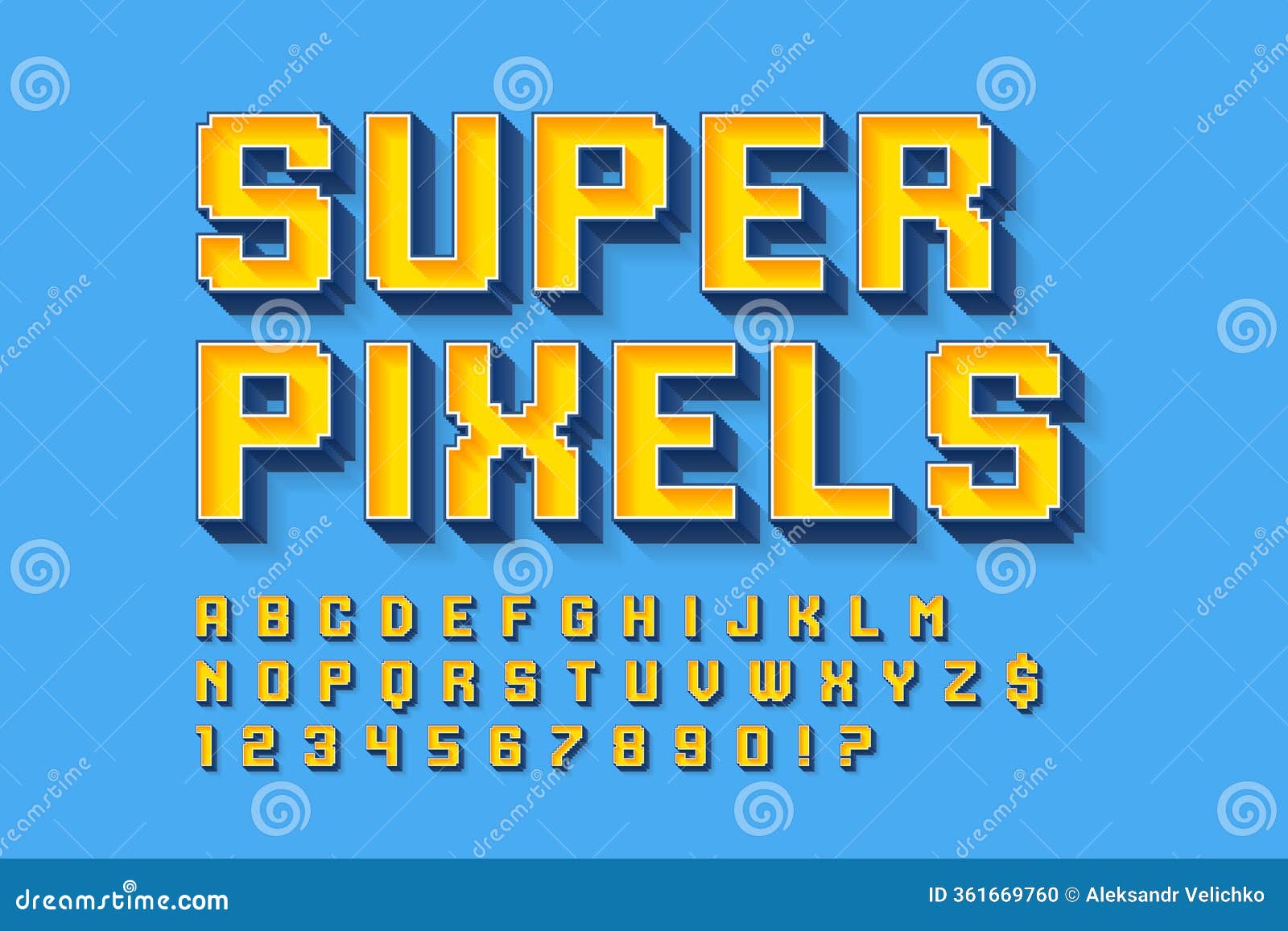 Pixel Stylized Vector Alphabet Design. High Contrast and Sharp, Retro ...