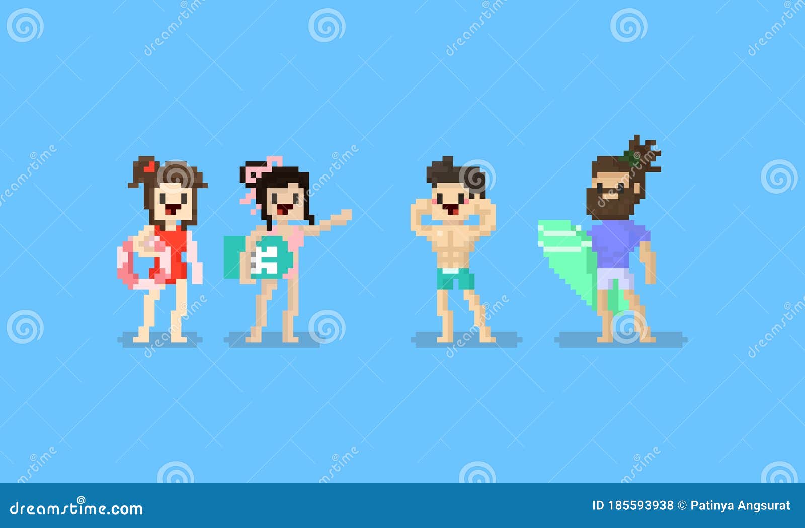 Pixel Art Summer Icon Set.8bit. Vector Illustration | CartoonDealer.com ...