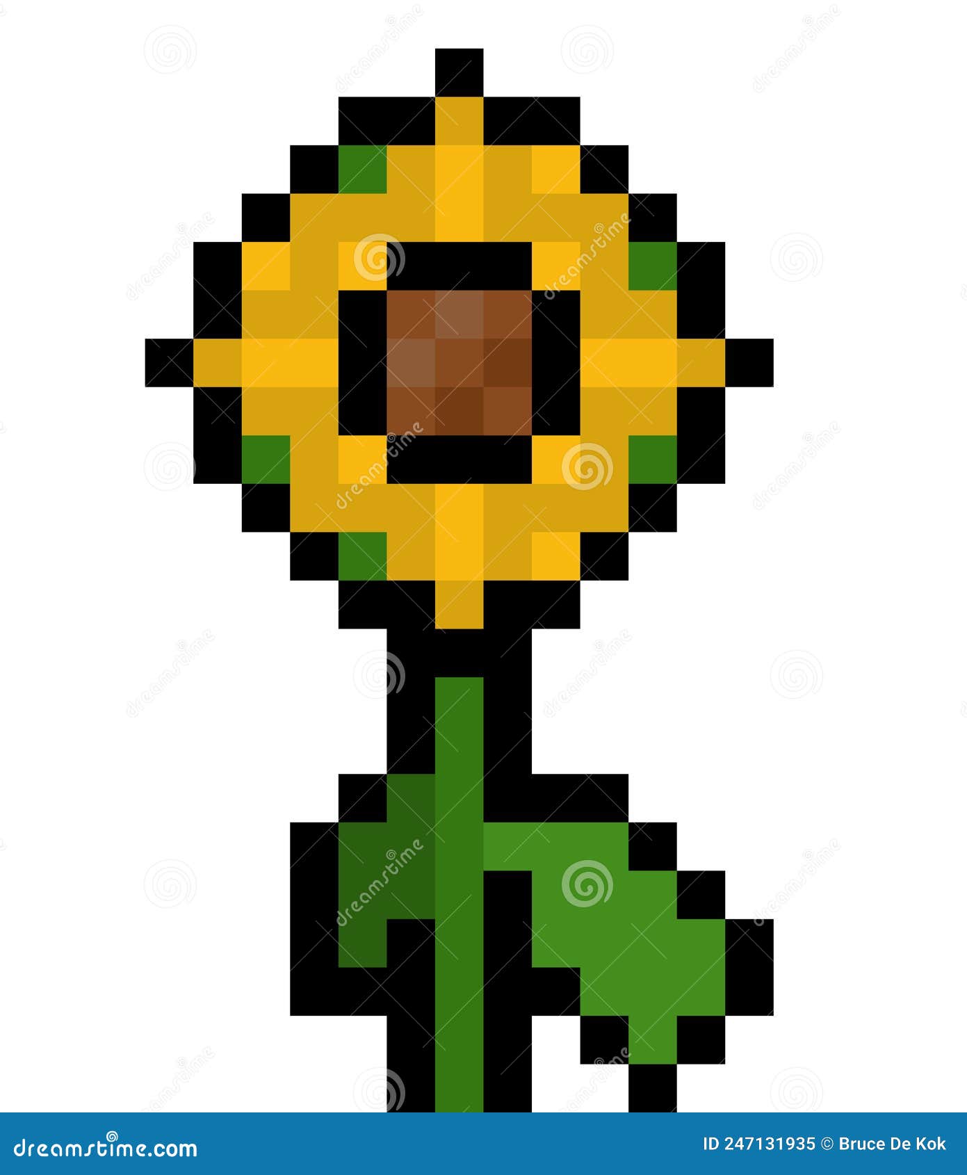 Pixel Sunflower - Isolated 8 Bit Vector Stock Vector - Illustration of ...