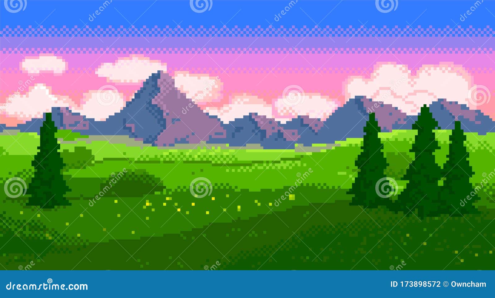 Pixel Art Sunset In The Desert. Cartoon Vector | CartoonDealer.com ...