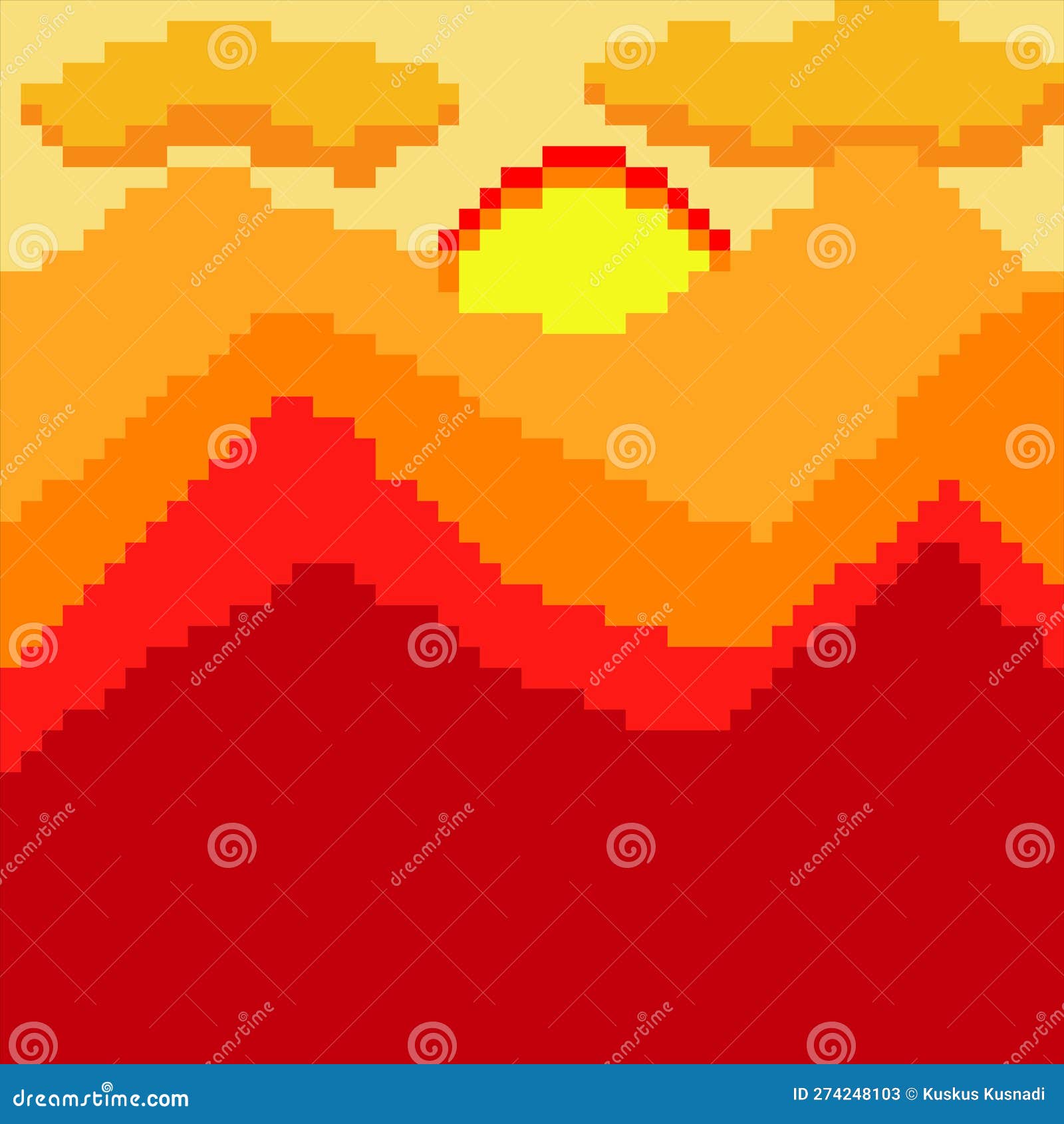 Pixel Sunset Over Ocean Waves Royalty-Free Stock Image | CartoonDealer ...