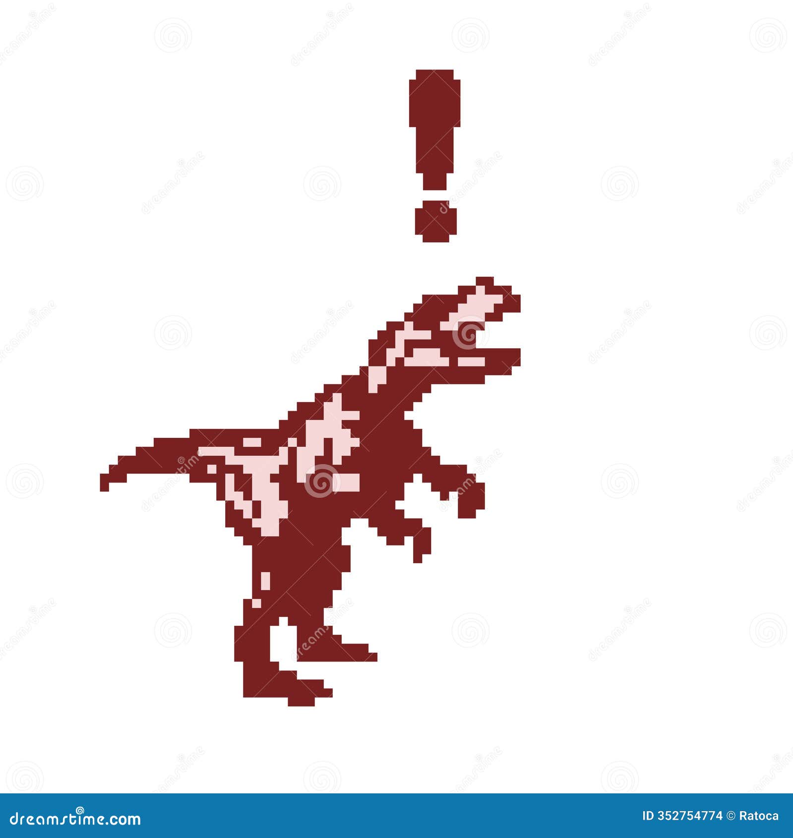 Pixel t rex dinosaur stock vector. Illustration of exclamation - 352754774
