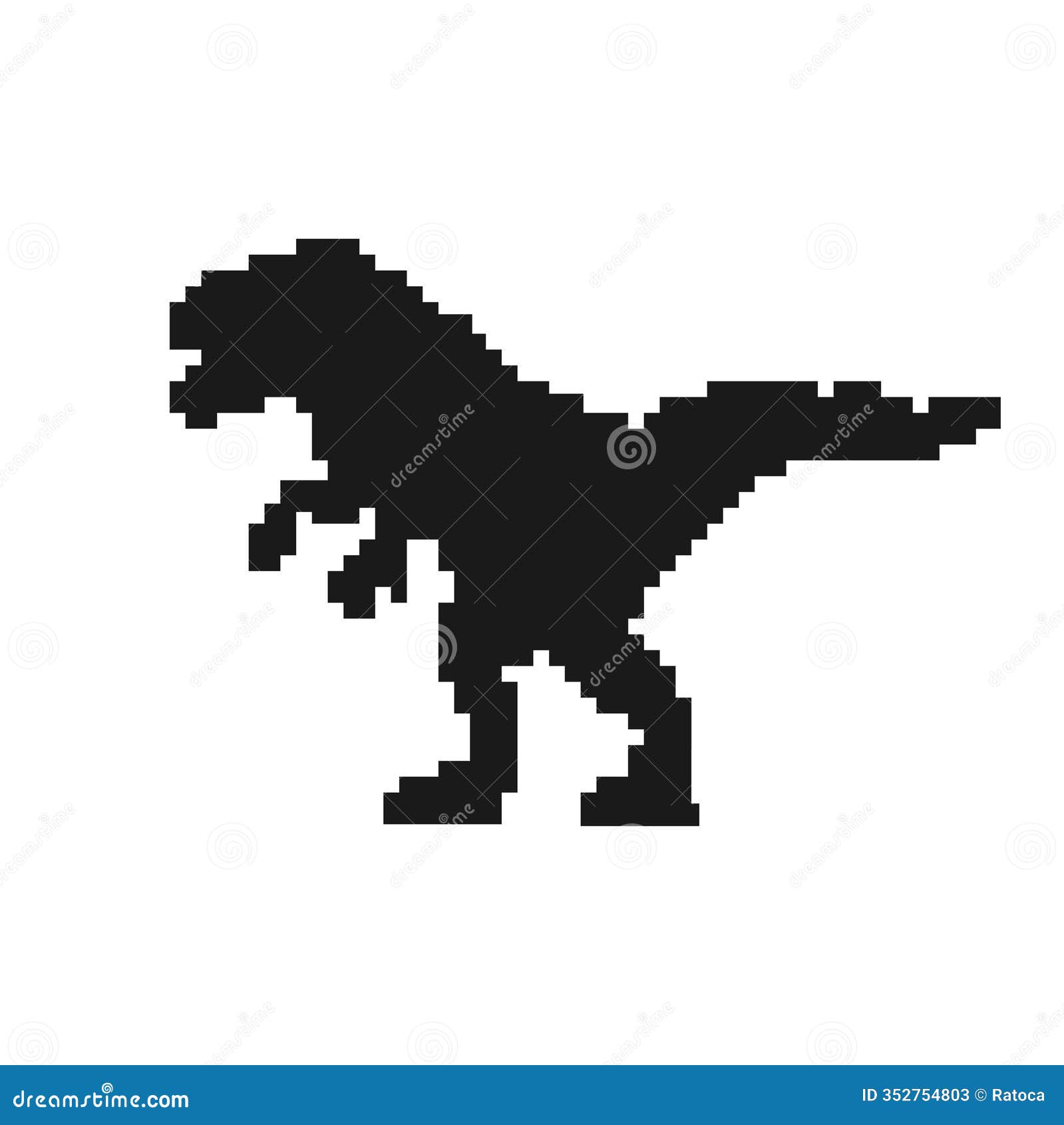 Pixel t rex dinosaur stock vector. Illustration of outline - 352754803
