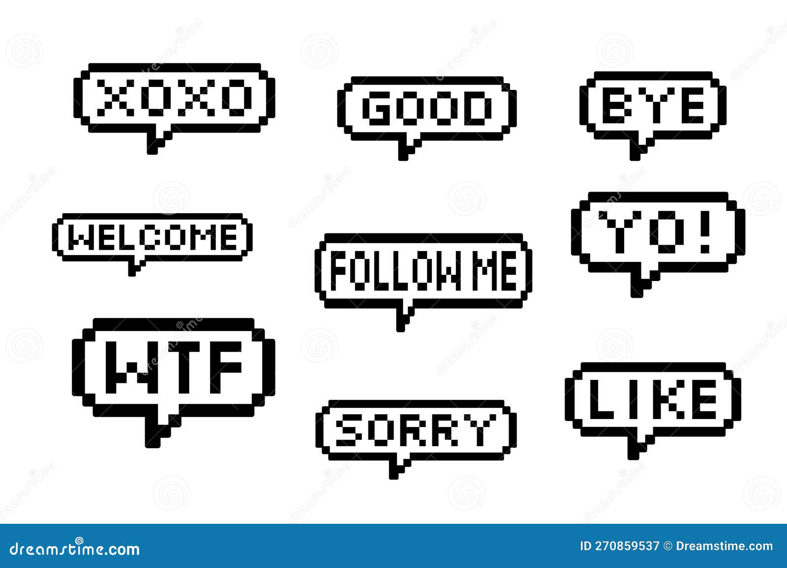 Pixel Text Bubbles. Pixel Art Speech Bubble on White Background Stock ...