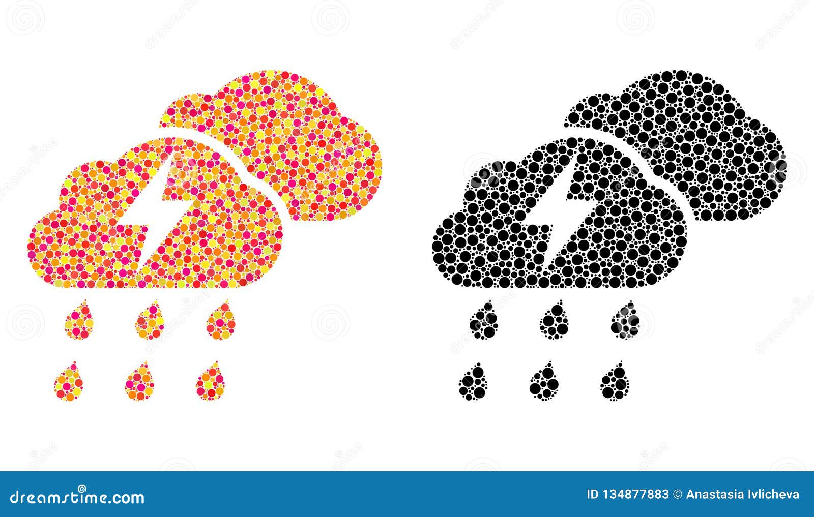 Pixel Thunderstorm Clouds Mosaic Icons Stock Vector - Illustration of ...