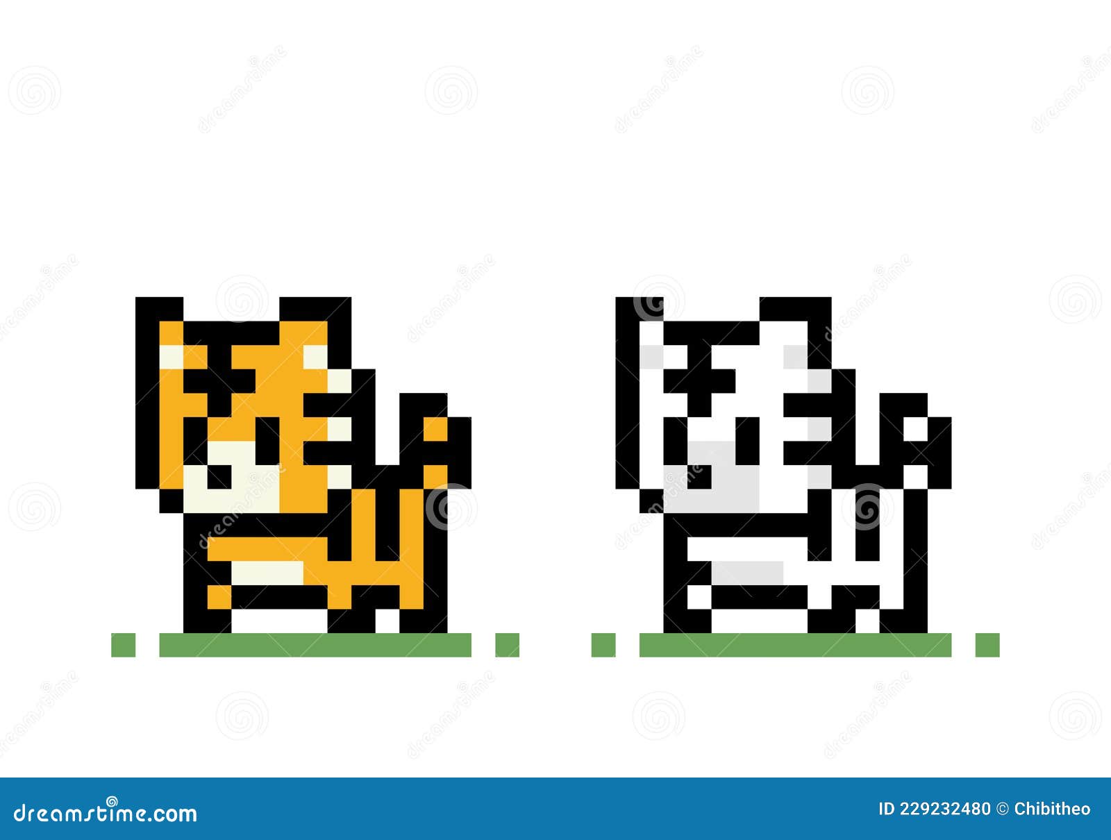 Pixel Tiger Image For Cross Stitch Pattern. White Tiger Pixels Vector ...