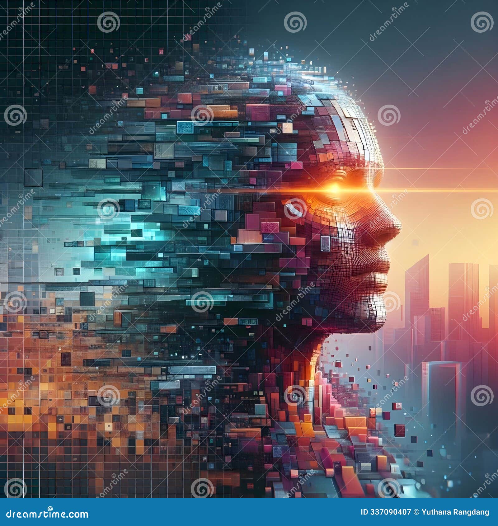 A pixel transition effect stock illustration. Illustration of ...