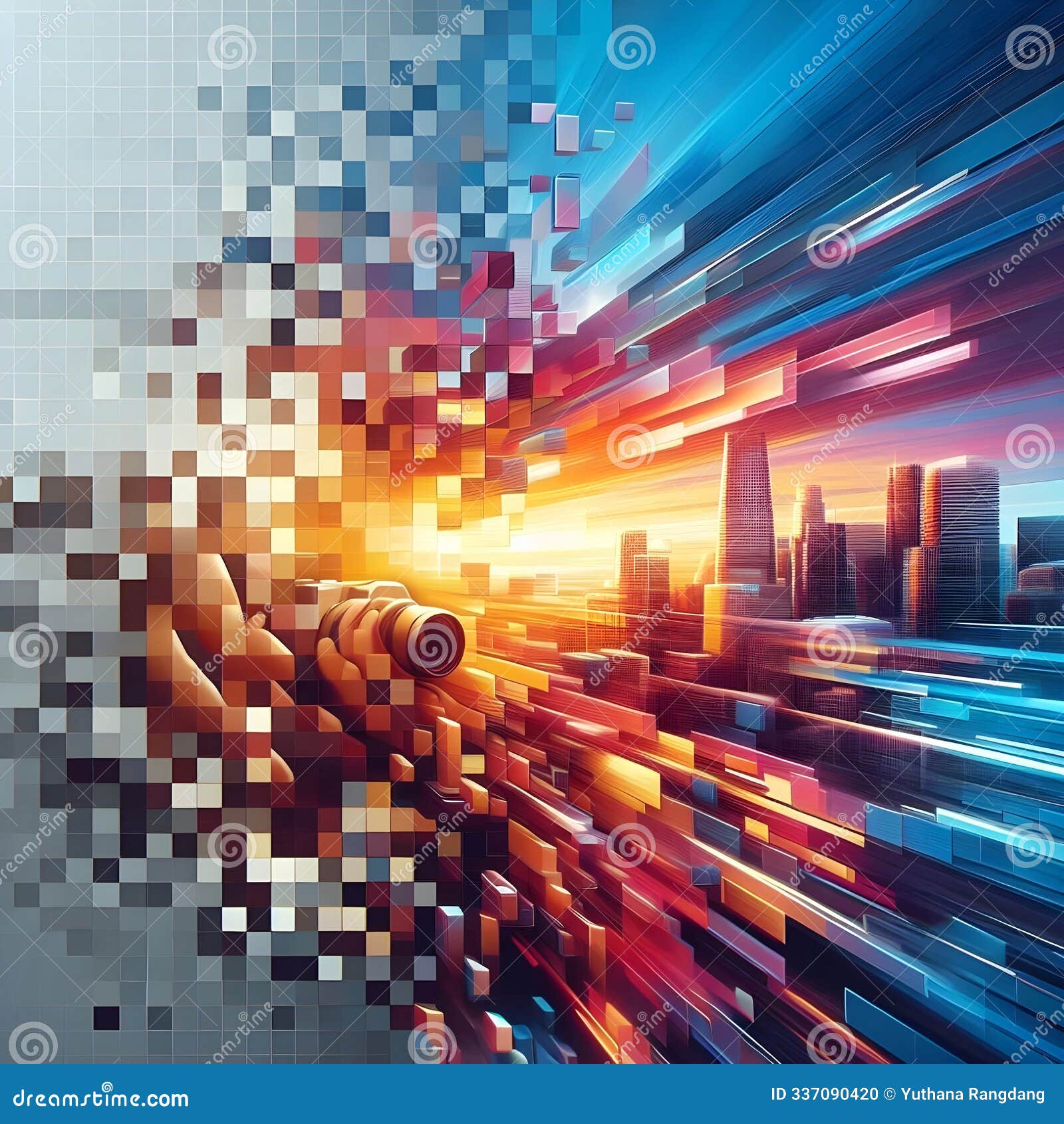 A pixel transition effect stock illustration. Illustration of light ...