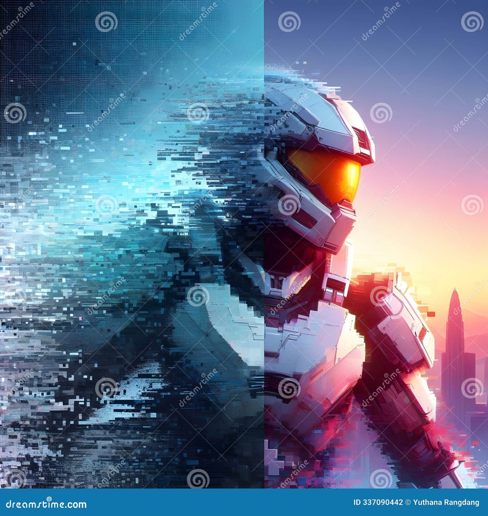 A pixel transition effect stock illustration. Illustration of ...