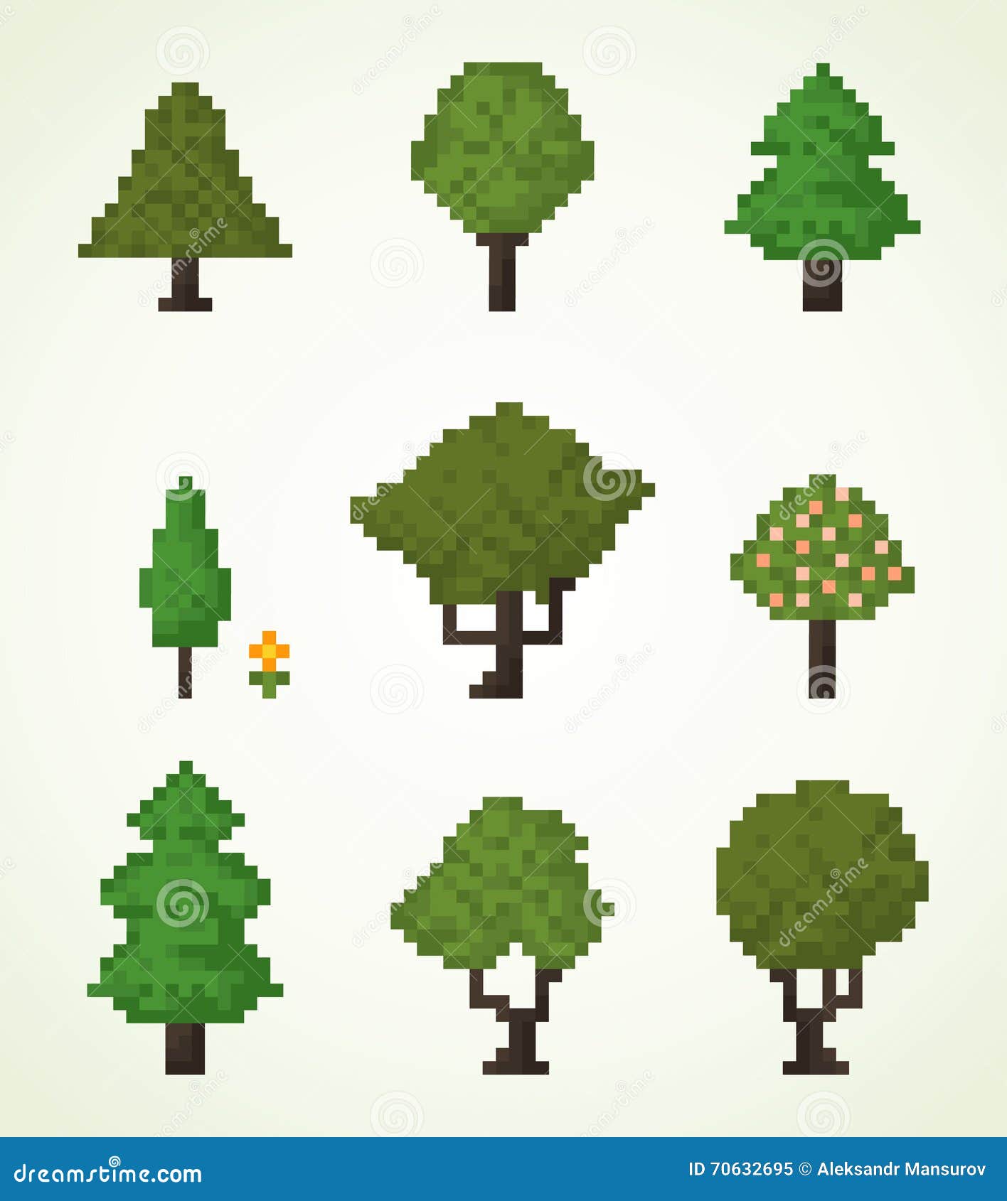 Pixel tree stock vector. Illustration of plant, leaf - 70632695