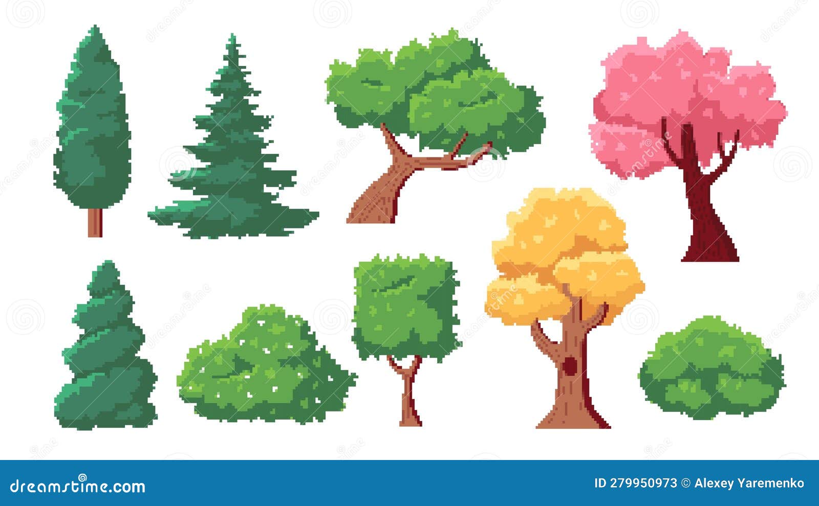 Pixel Art Trees Cartoon Vector 53227987