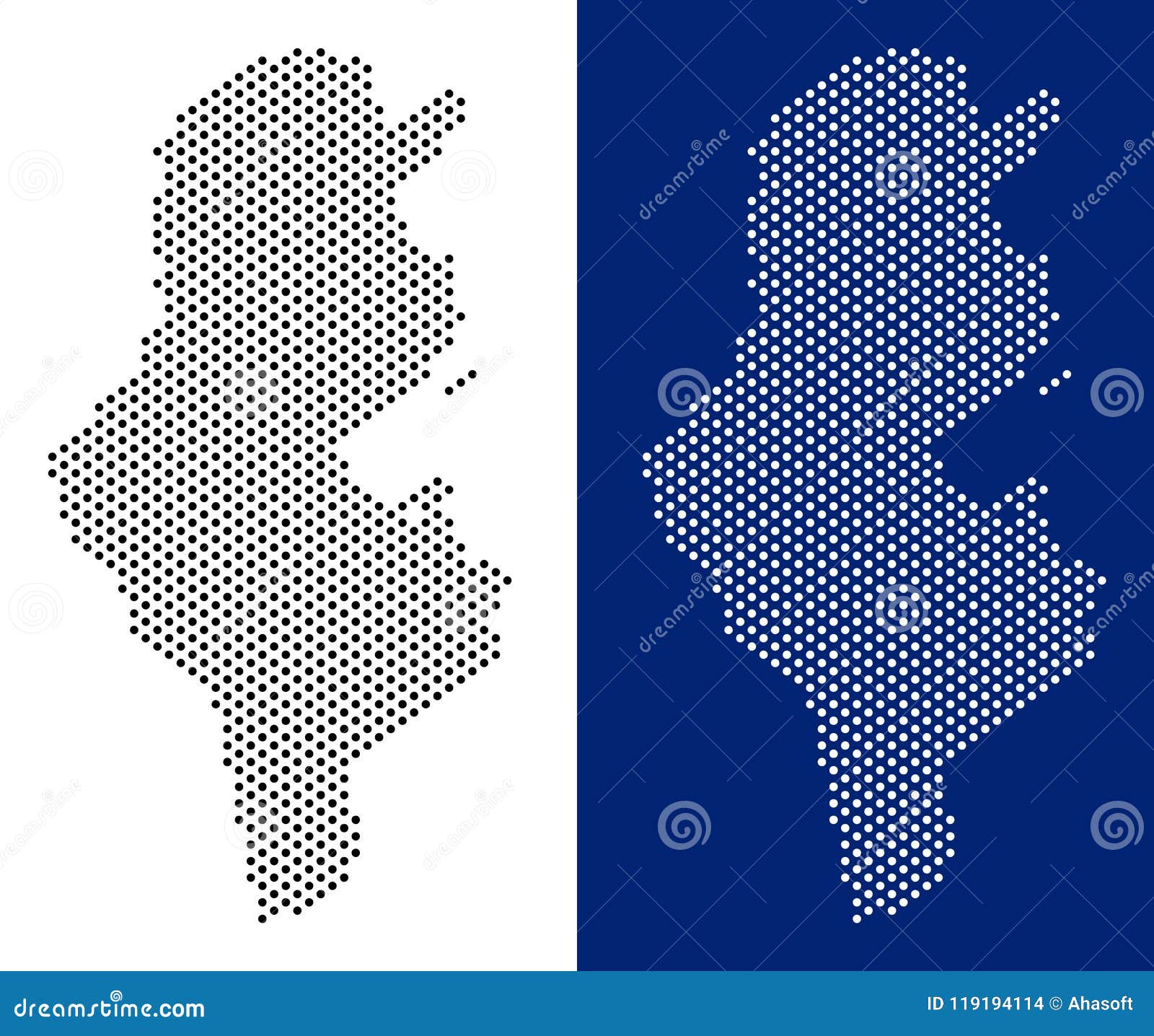Dot Tunisia Map stock vector. Illustration of mosaic - 119194114