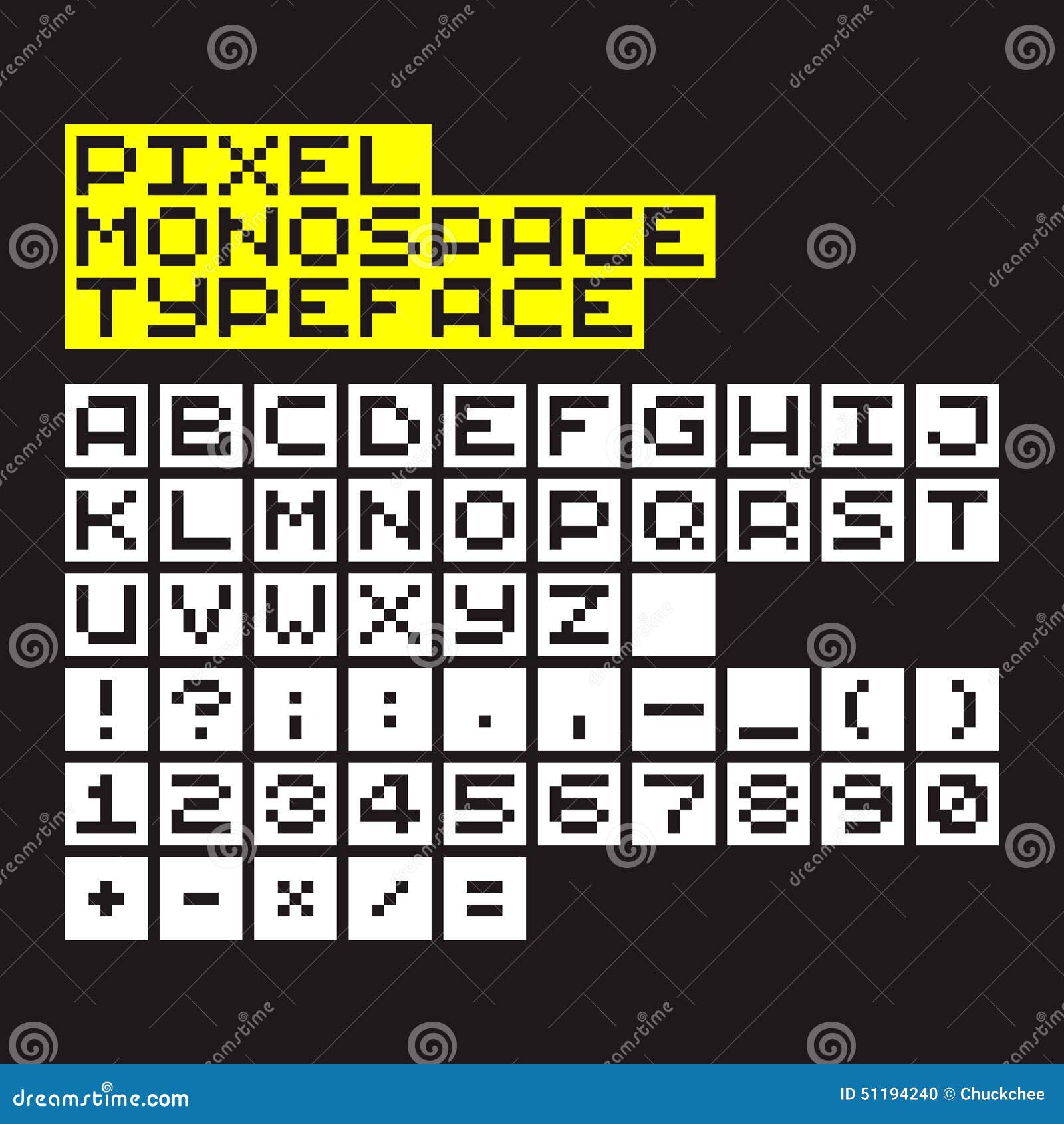 Pixel Typeface stock vector. Illustration of monospace - 51194240