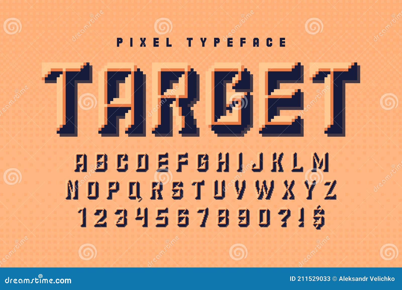 Pixel Vector Alphabet Design, Stylized Like in 8-bit Games. Chisel ...