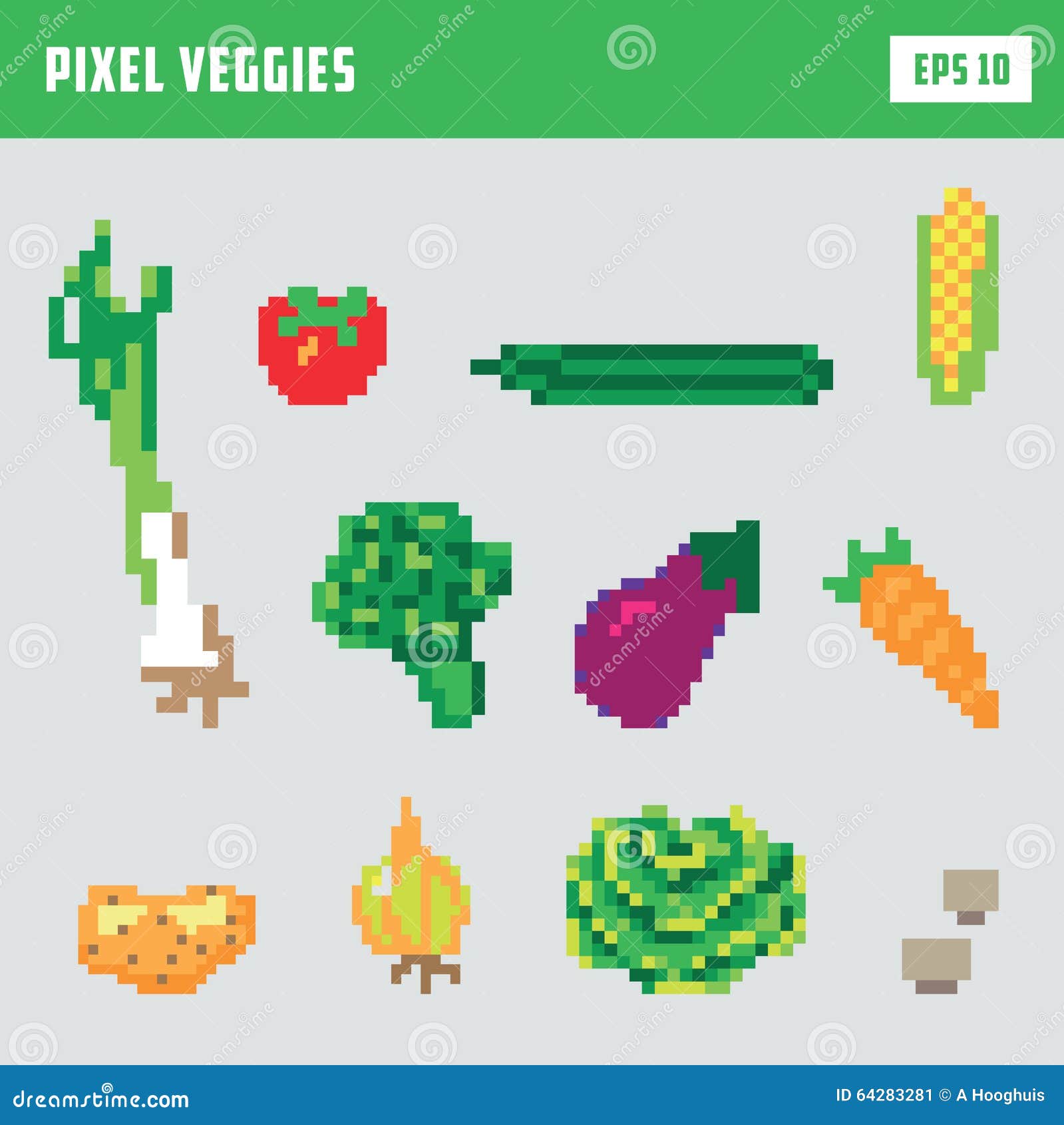Pixel Vegetable Game Icon Set Stock Vector - Illustration of game ...