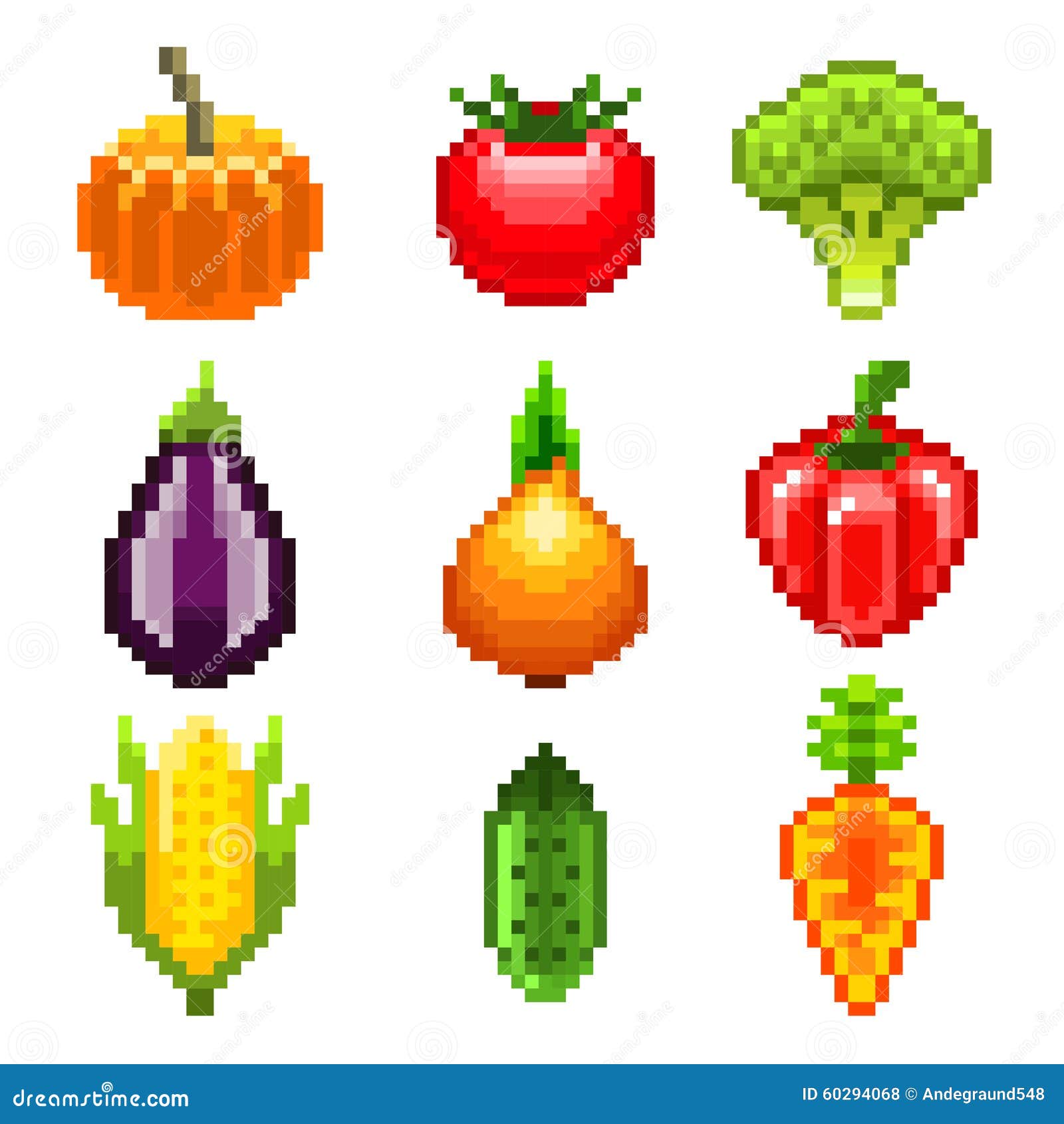 Pixel Vegetables For Games Icons Vector Set Stock Vector - Image: 60294068