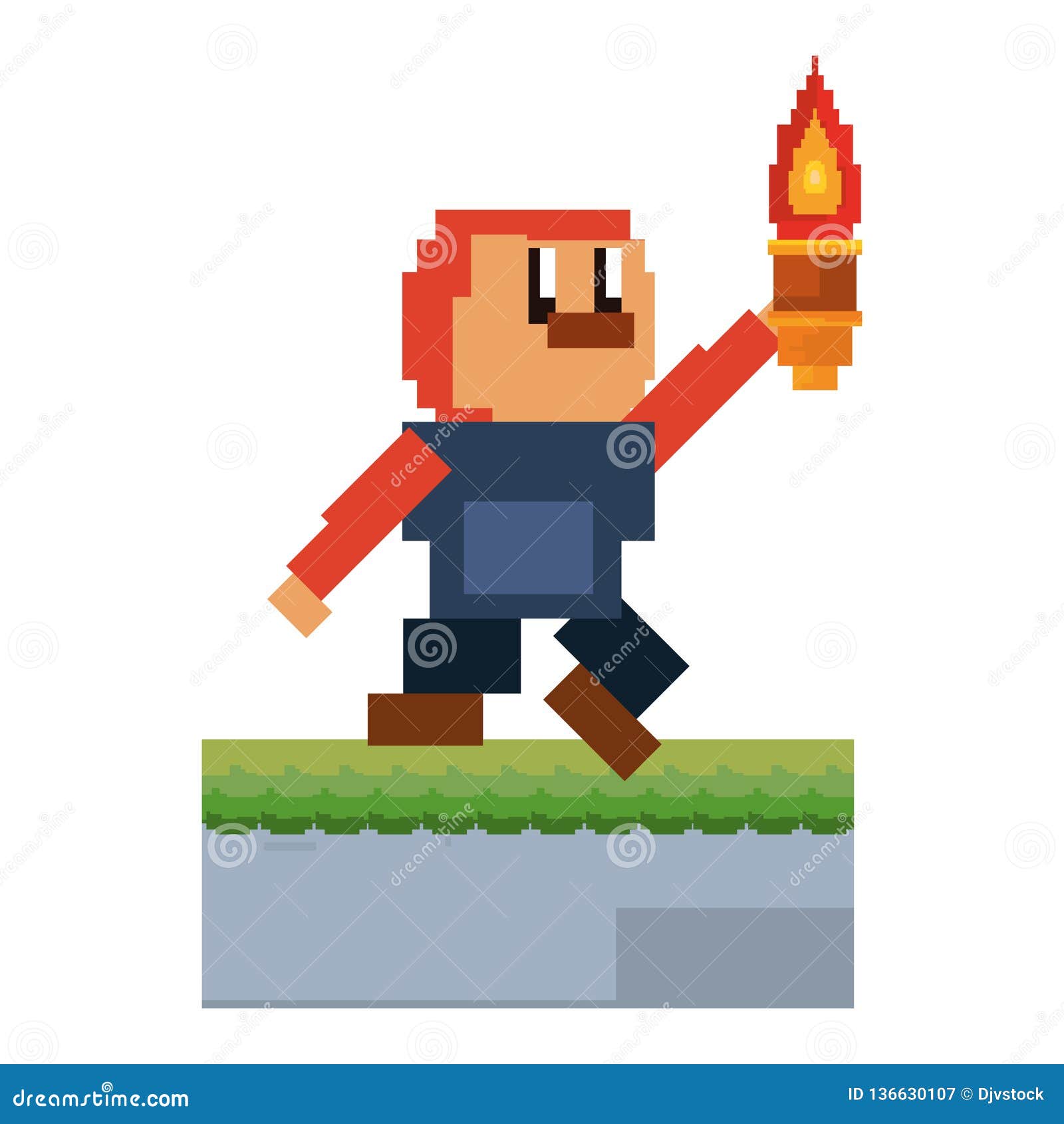 Torch Pixel Art Cartoon Vector | CartoonDealer.com #242194075