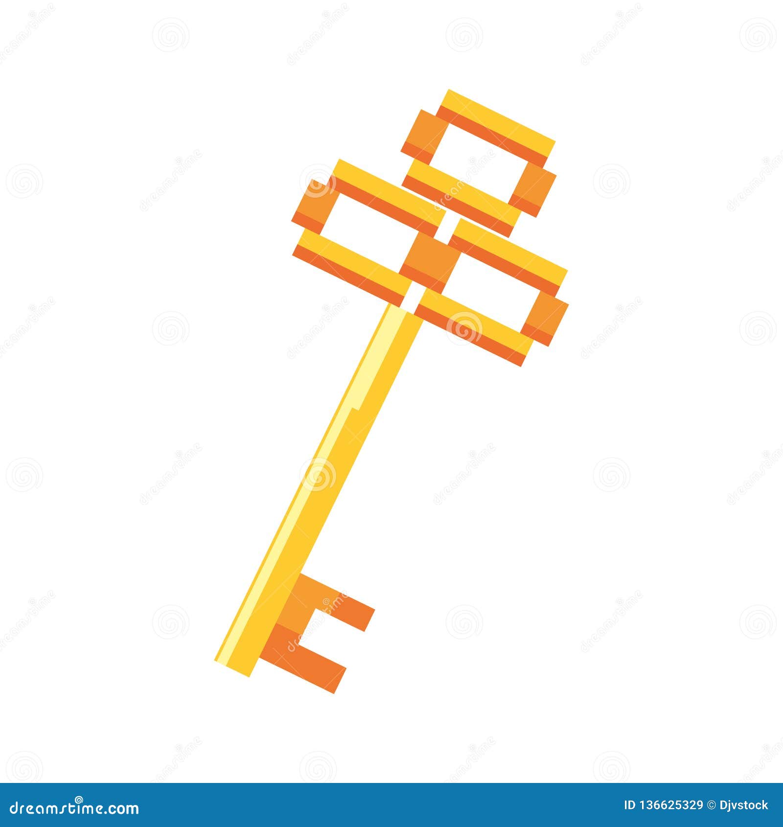 Pixel video game gold key stock vector. Illustration of security ...