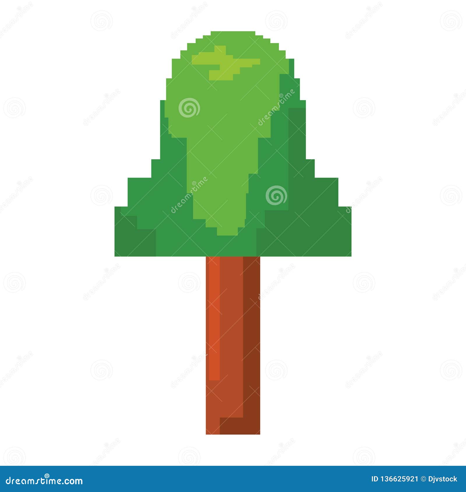 Pixel Video Game Tree Plant Stock Vector - Illustration of land ...