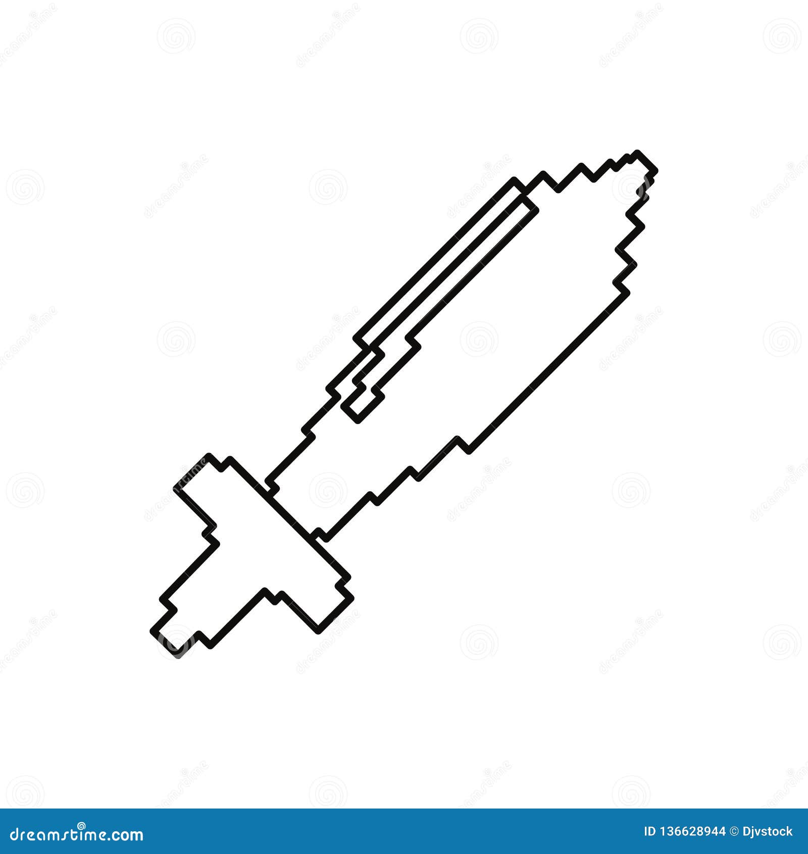 Pixel Video Game Weapon Sword Stock Vector - Illustration of heart ...