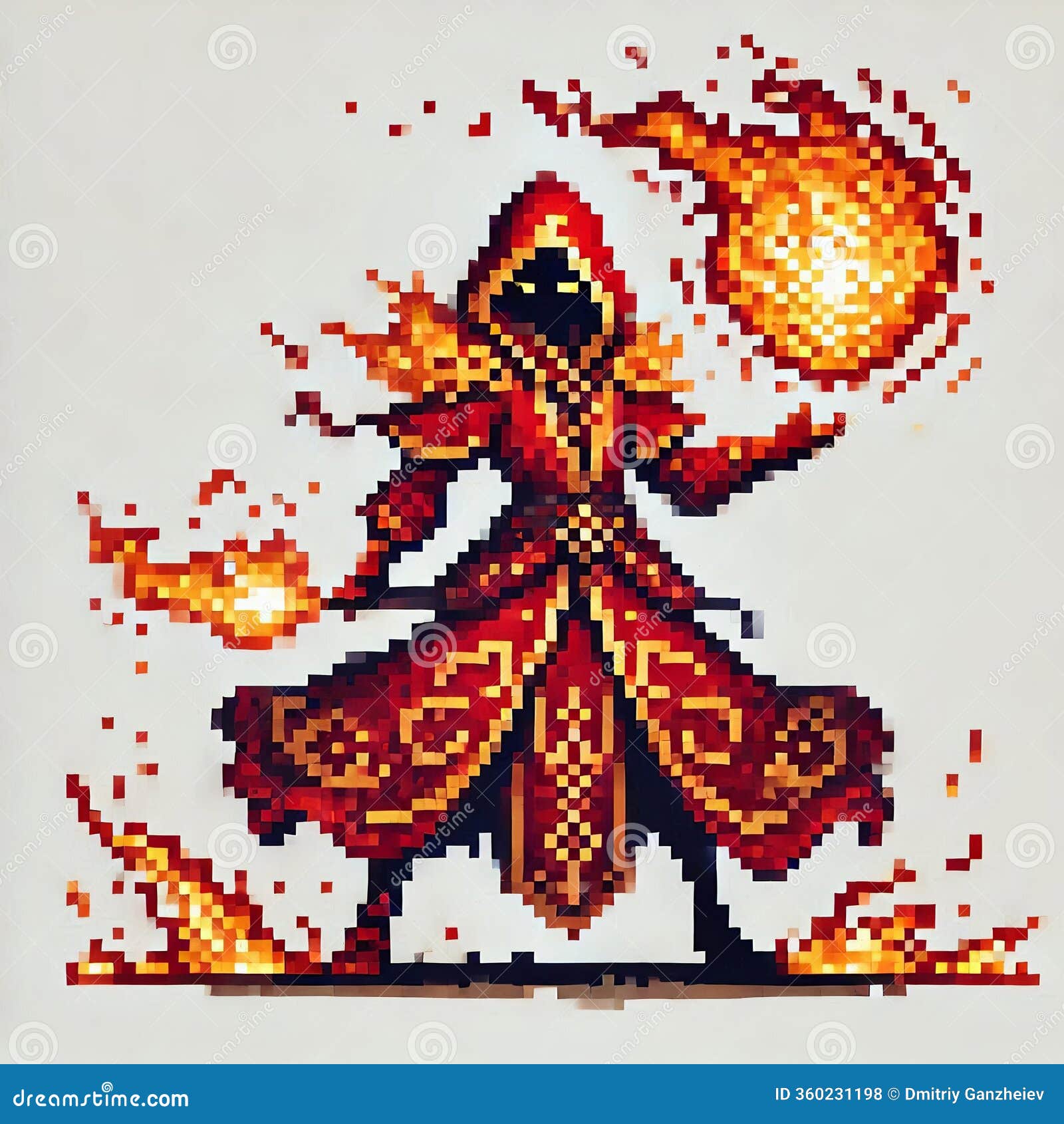 Pixel Warlock of Flames stock illustration. Illustration of flames ...
