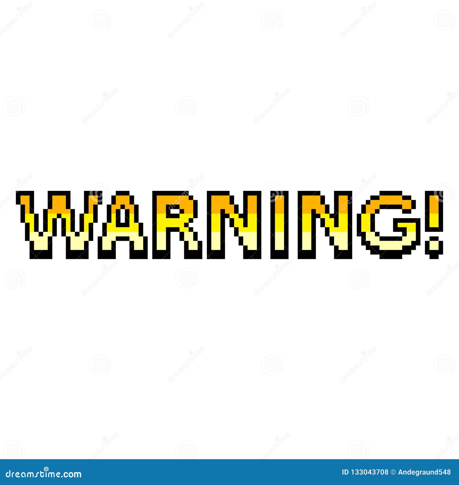Pixel Warning Yellow Text Detailed Illustration Isolated Vector Stock ...
