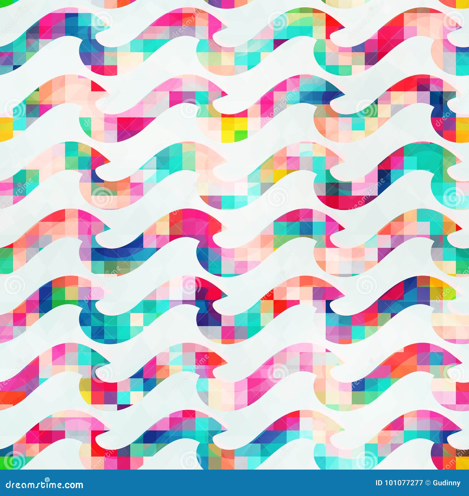 Pixel Wave Seamless Pattern Stock Vector - Illustration of desktop ...
