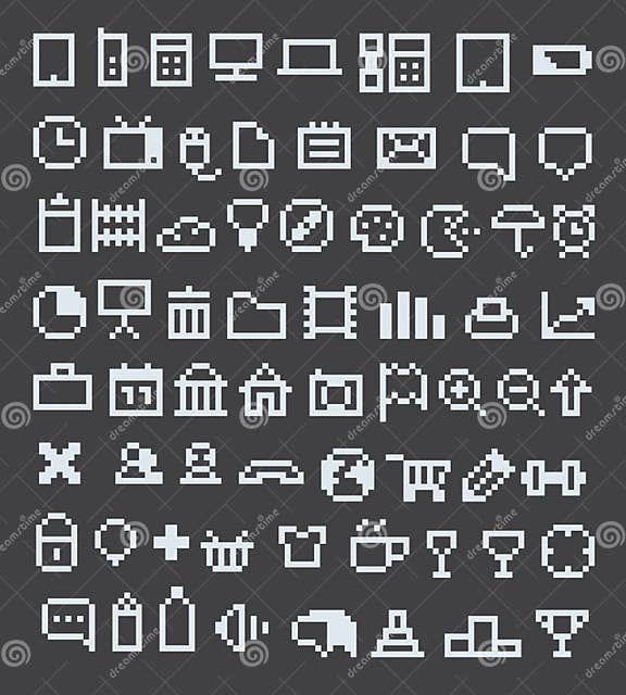 Pixel web icons collection stock vector. Illustration of computer ...