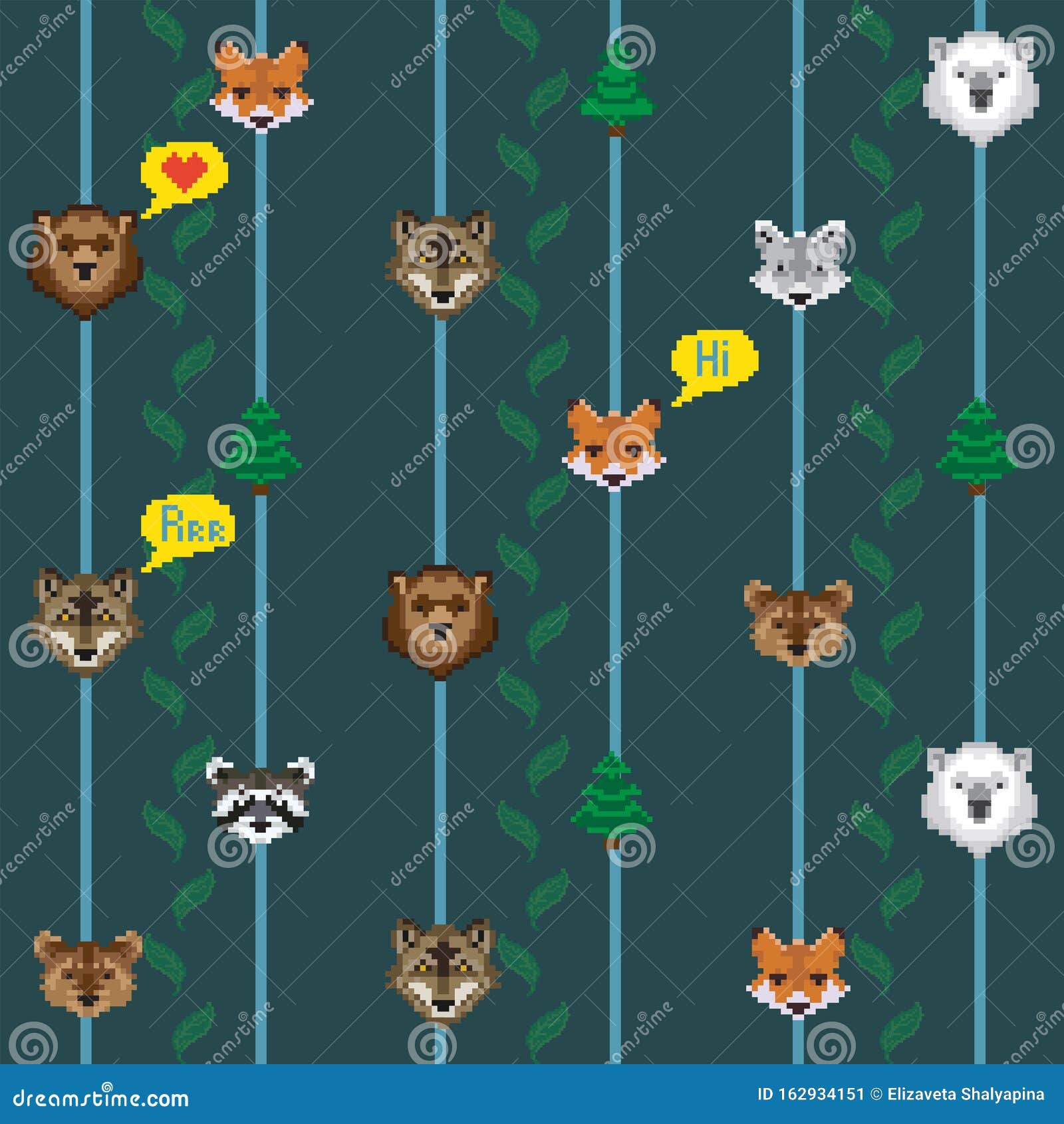 Pixel Art Animals Collection Featuring Cute Squirrel Deer Lion Rabbit ...