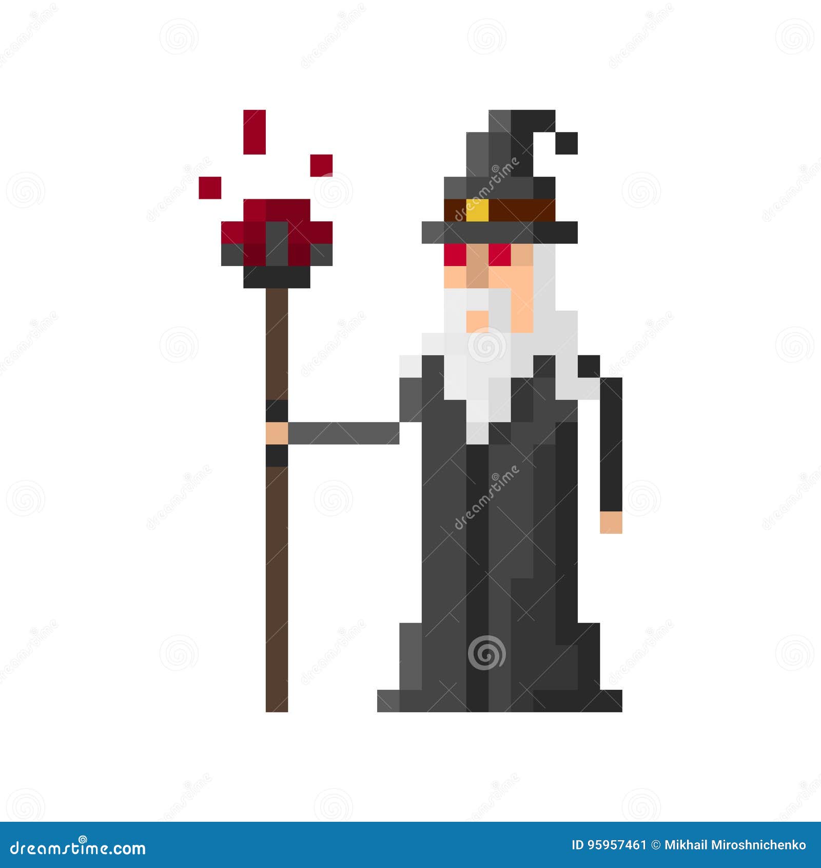 Pixel wizard stock illustration. Illustration of magician - 95957461